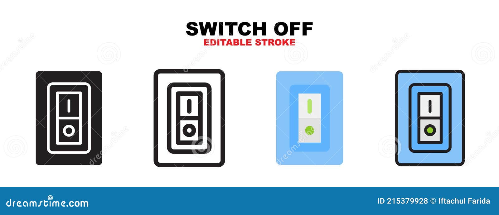 Switch Off Icon Set with Different Styles. Editable Stroke and Pixel ...