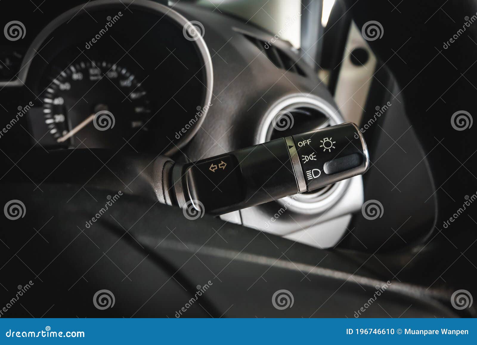 Switch Off Lights in a Car. Close-up Car Integrated Turning Indicator ...