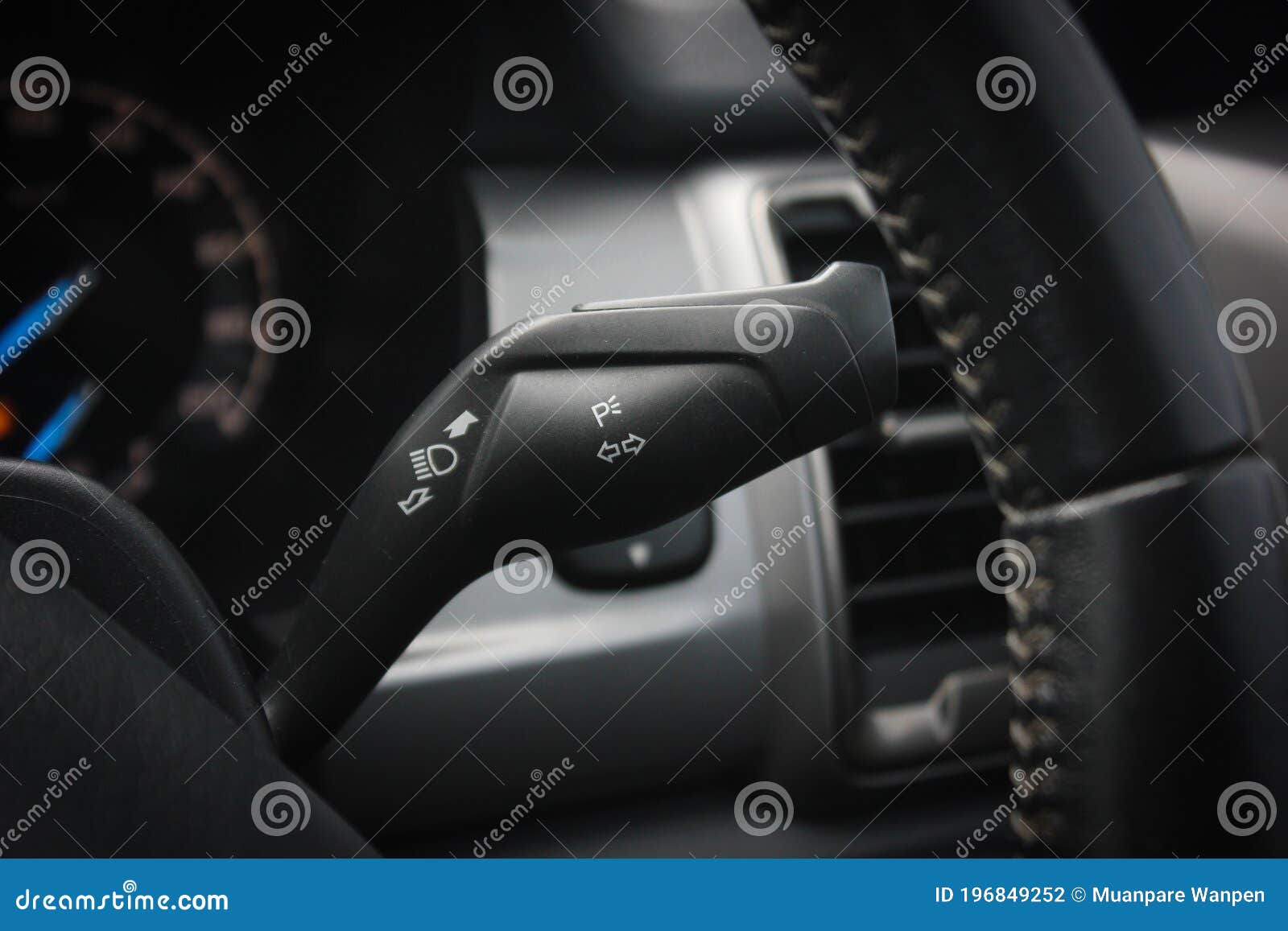 Switch Off Lights in a Car. Close-up Car Integrated Turning Indicator ...