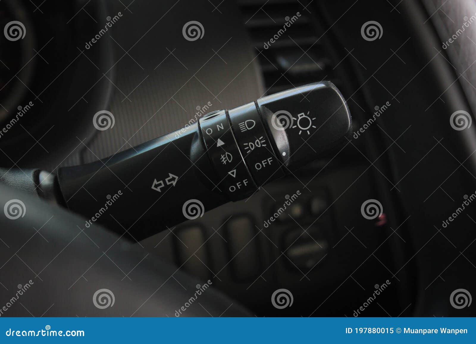 Switch Off Lights in a Car. Close-up Car Integrated Turning Indicator ...