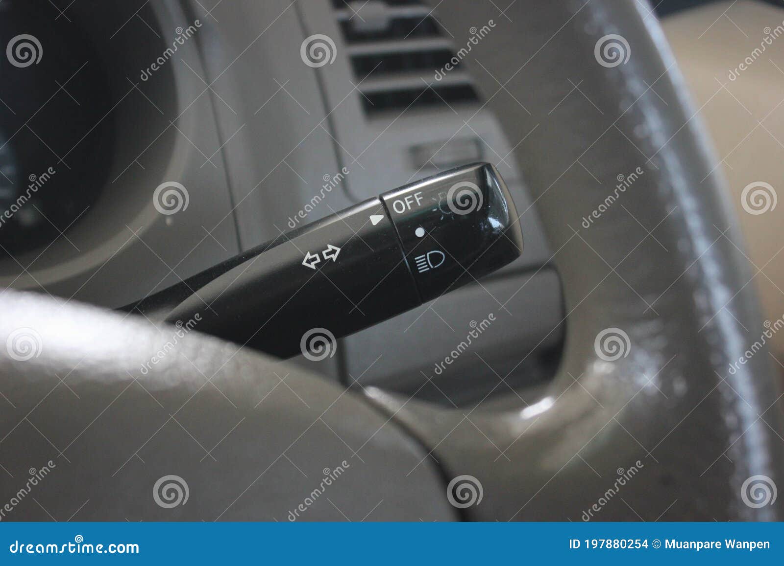 Switch Off Lights in a Car. Close-up Car Integrated Turning Indicator ...