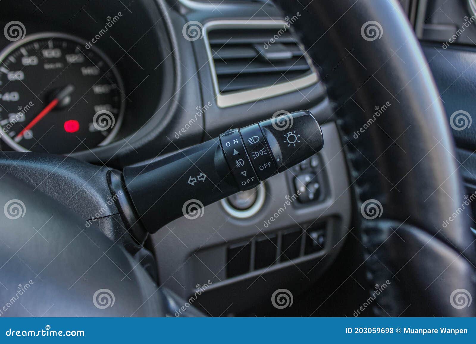 Switch Off Lights in a Car. Close-up Car Integrated Turning Indicator ...