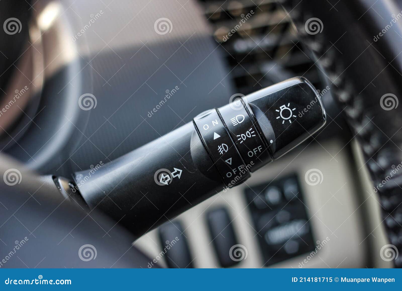 Switch Off Lights in a Car. Close-up Car Integrated Turning Indicator ...
