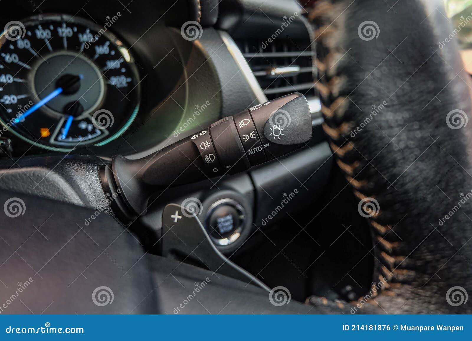 Switch Off Lights in a Car. Close-up Car Integrated Turning Indicator ...
