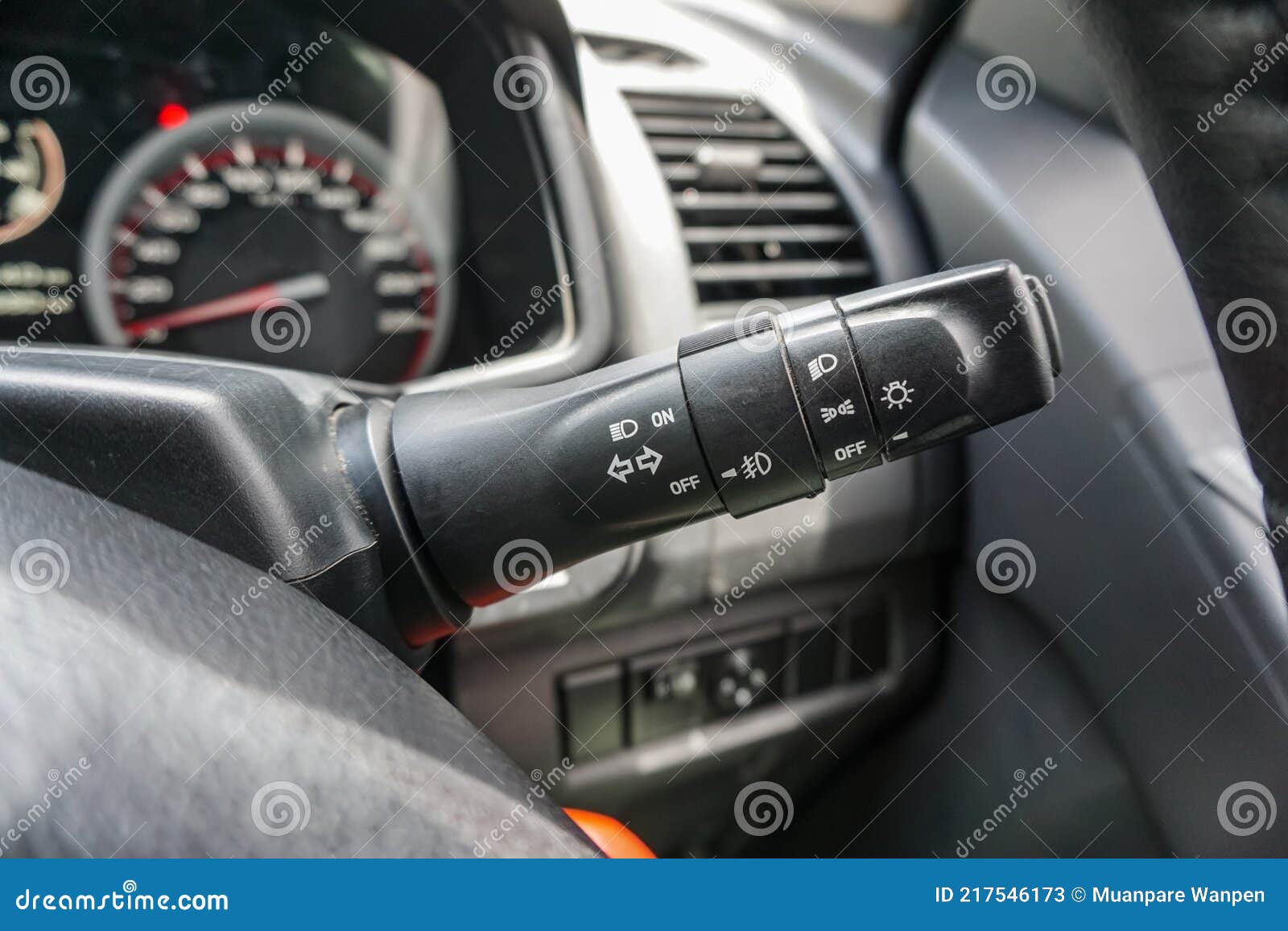 Switch Off Lights in a Car. Close-up Car Integrated Turning Indicator ...