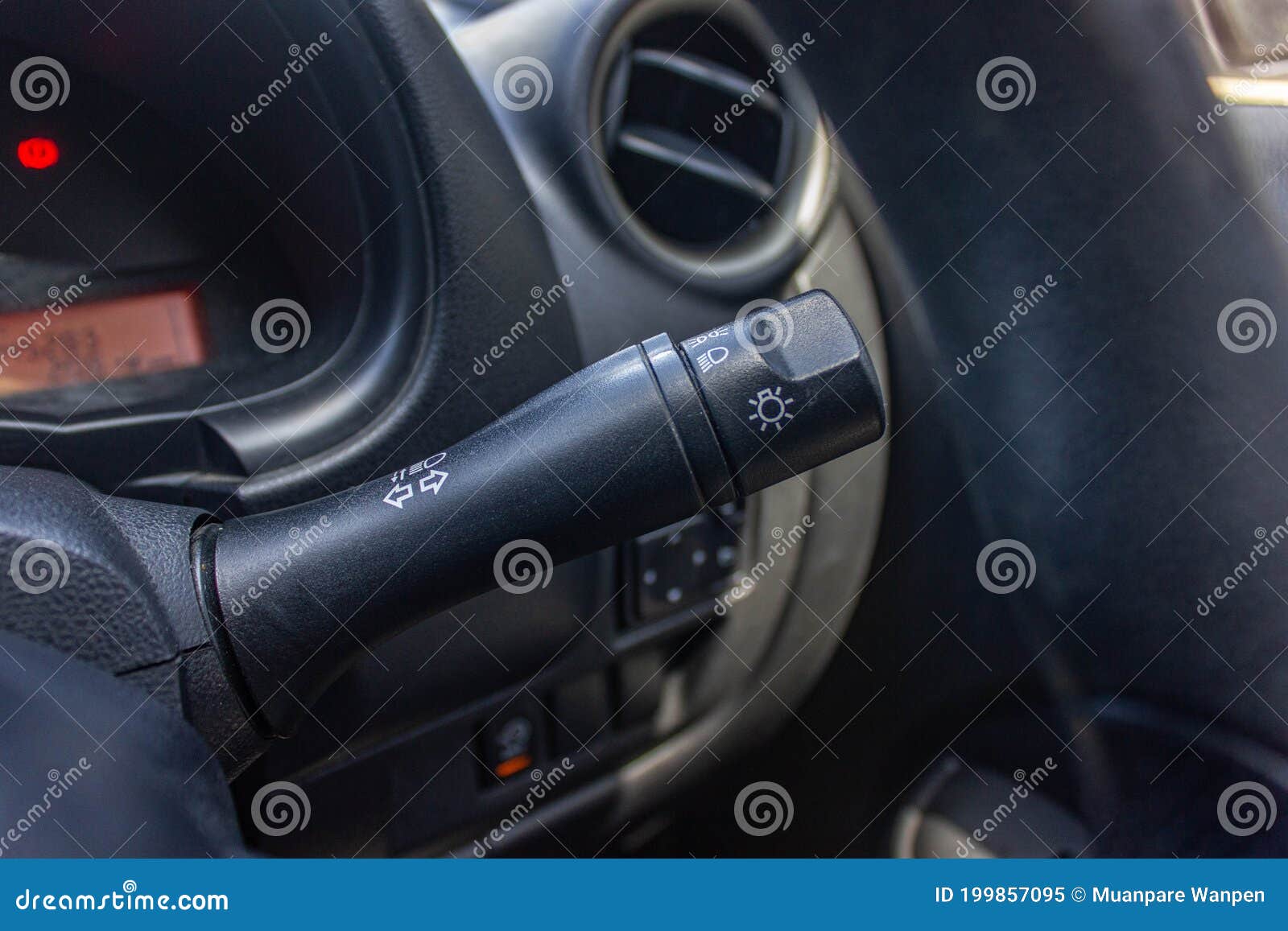 Switch Off Lights in a Car. Close-up Car Integrated Turning Indicator ...