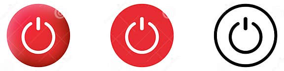 Switch Off or Turn Off Power Red and Line Black Button Stock Vector ...