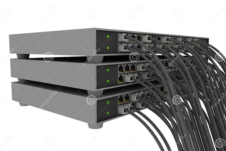 Switch rack with wires stock illustration. Illustration of center ...
