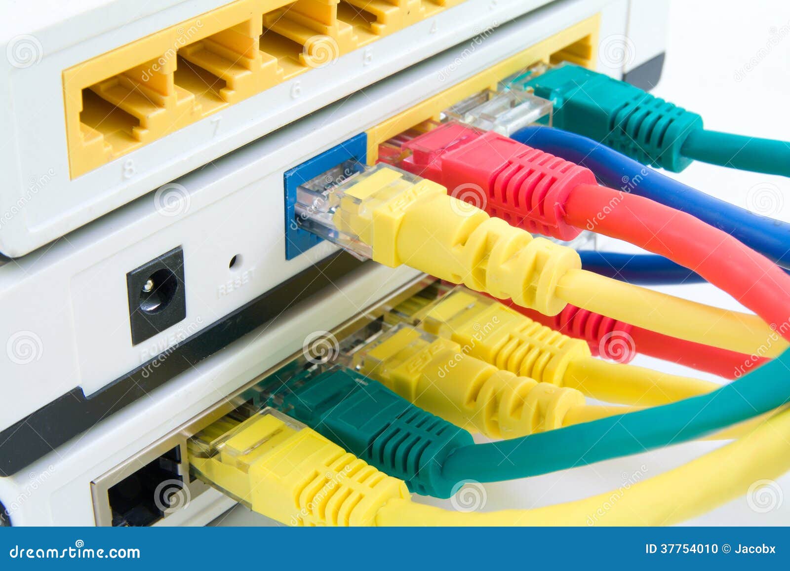 Switch router and cables stock photo. Image of electronic - 37754010