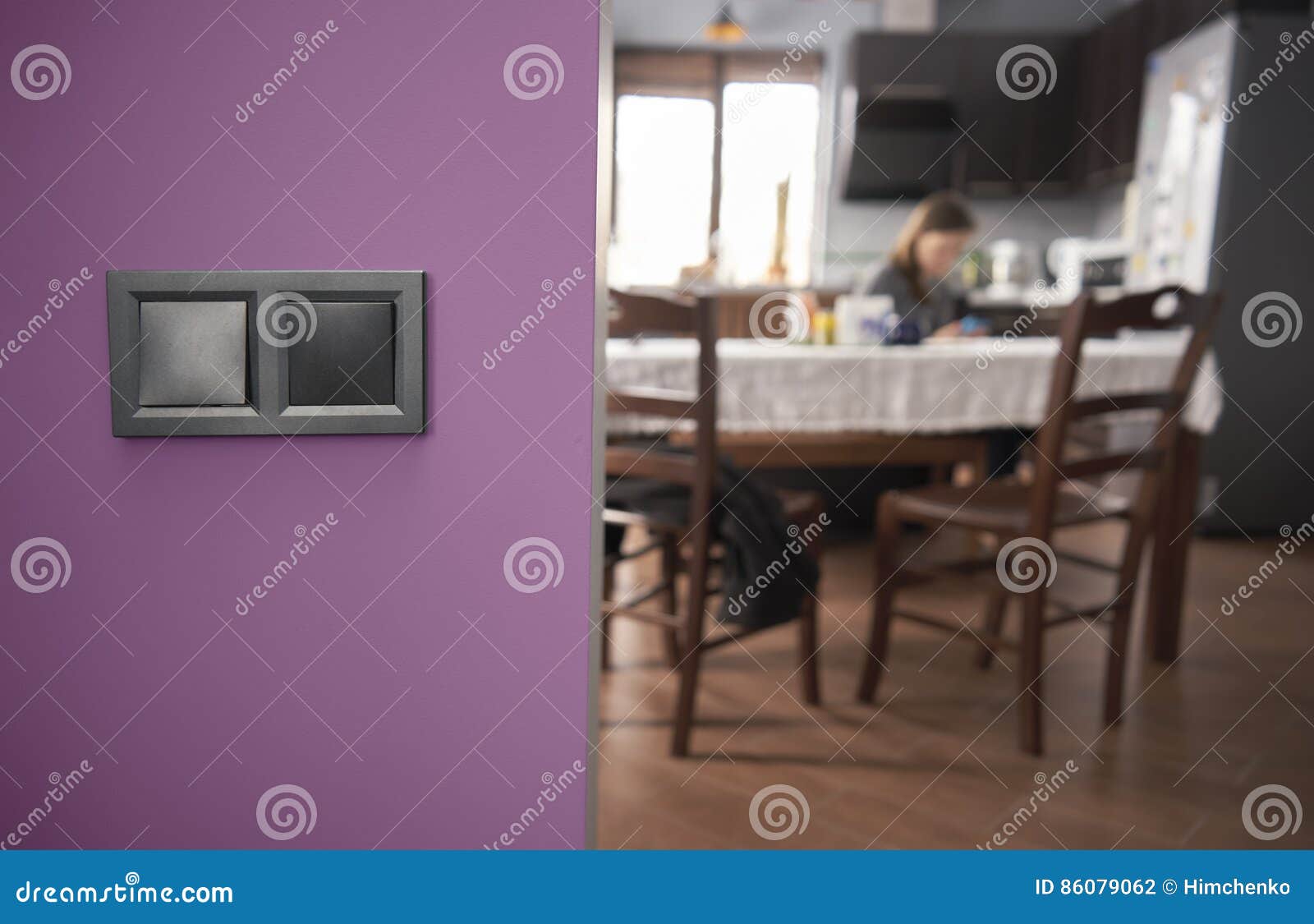 Switch and Socket in the Kitchen Background Stock Photo - Image of ...