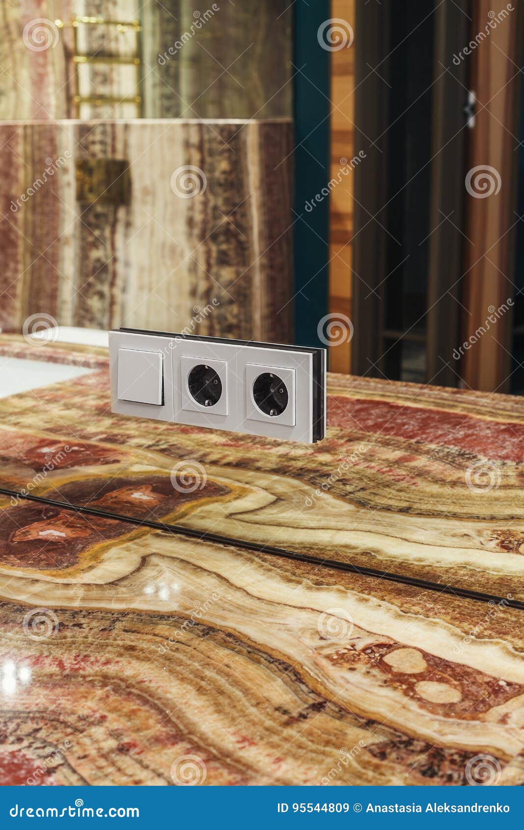 Switch and Socket Mounted in a Mirrored Wall Stock Image - Image of ...