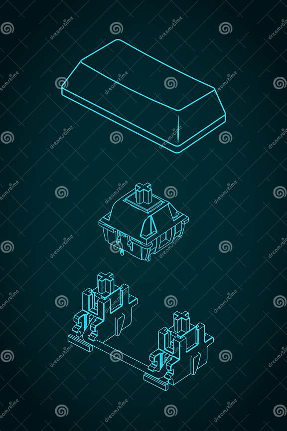 Switch with Stabilizer and Keycap for Mechanical Keyboard Isometric ...