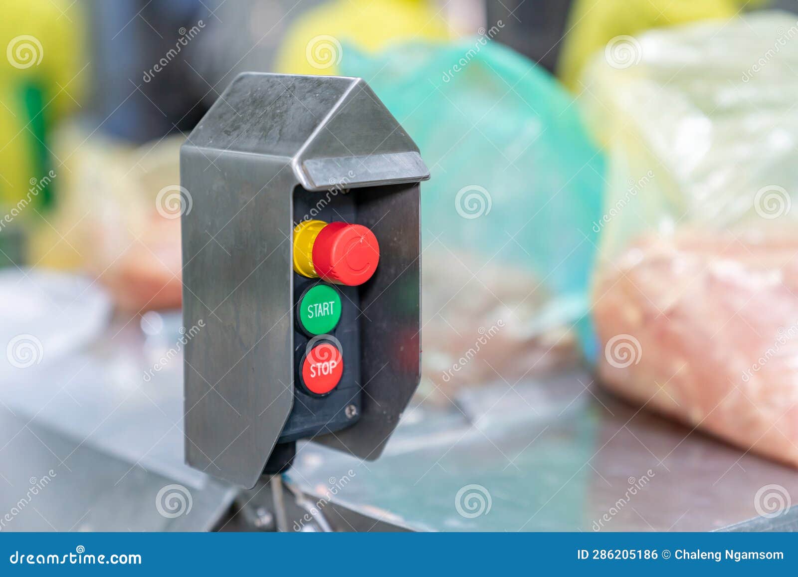 Switch Start Stop and Emergency Button for Control Conveyor Stock Photo ...