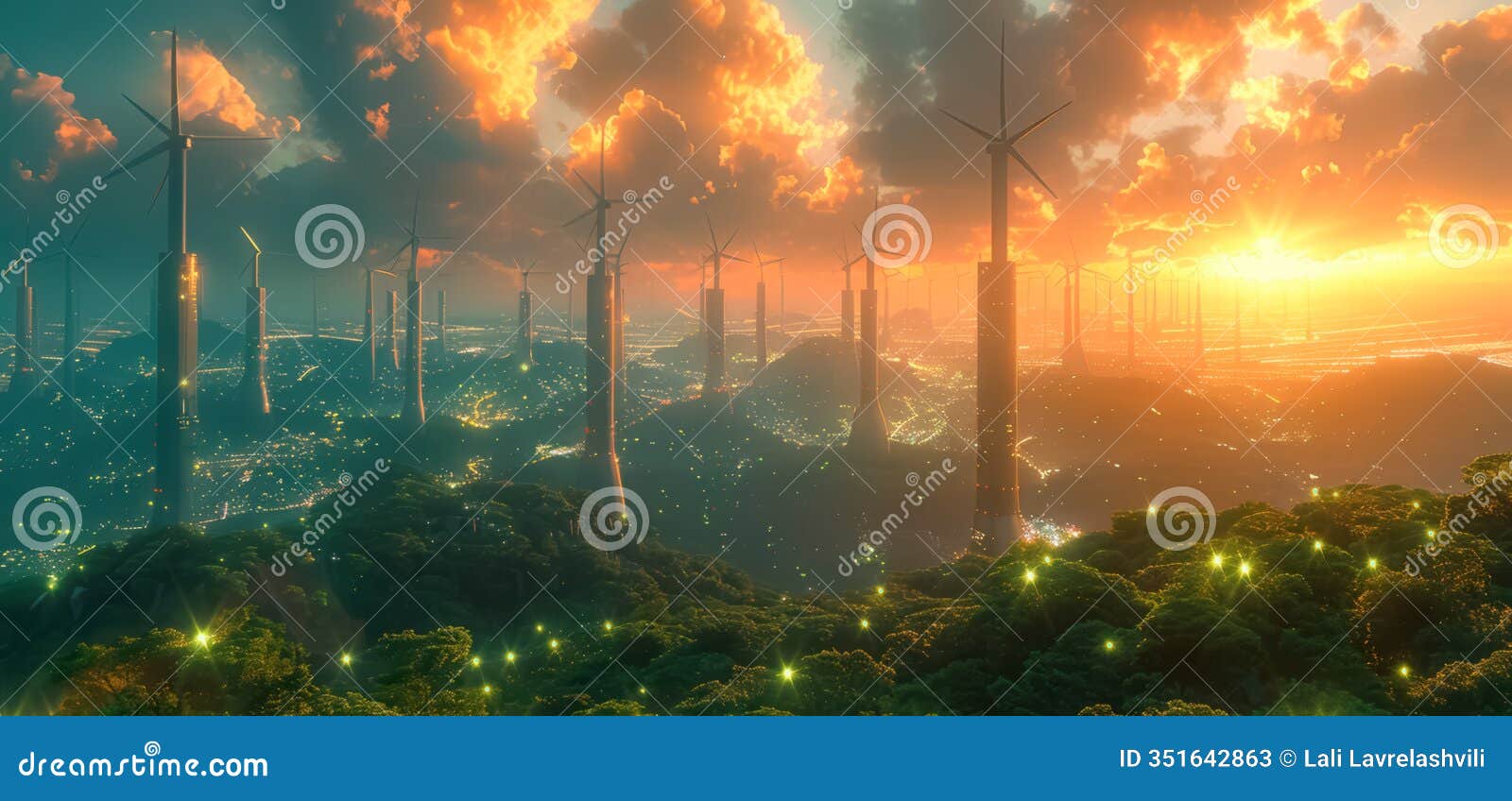 Switch To the Use of Green Energy Around the World Stock Illustration ...