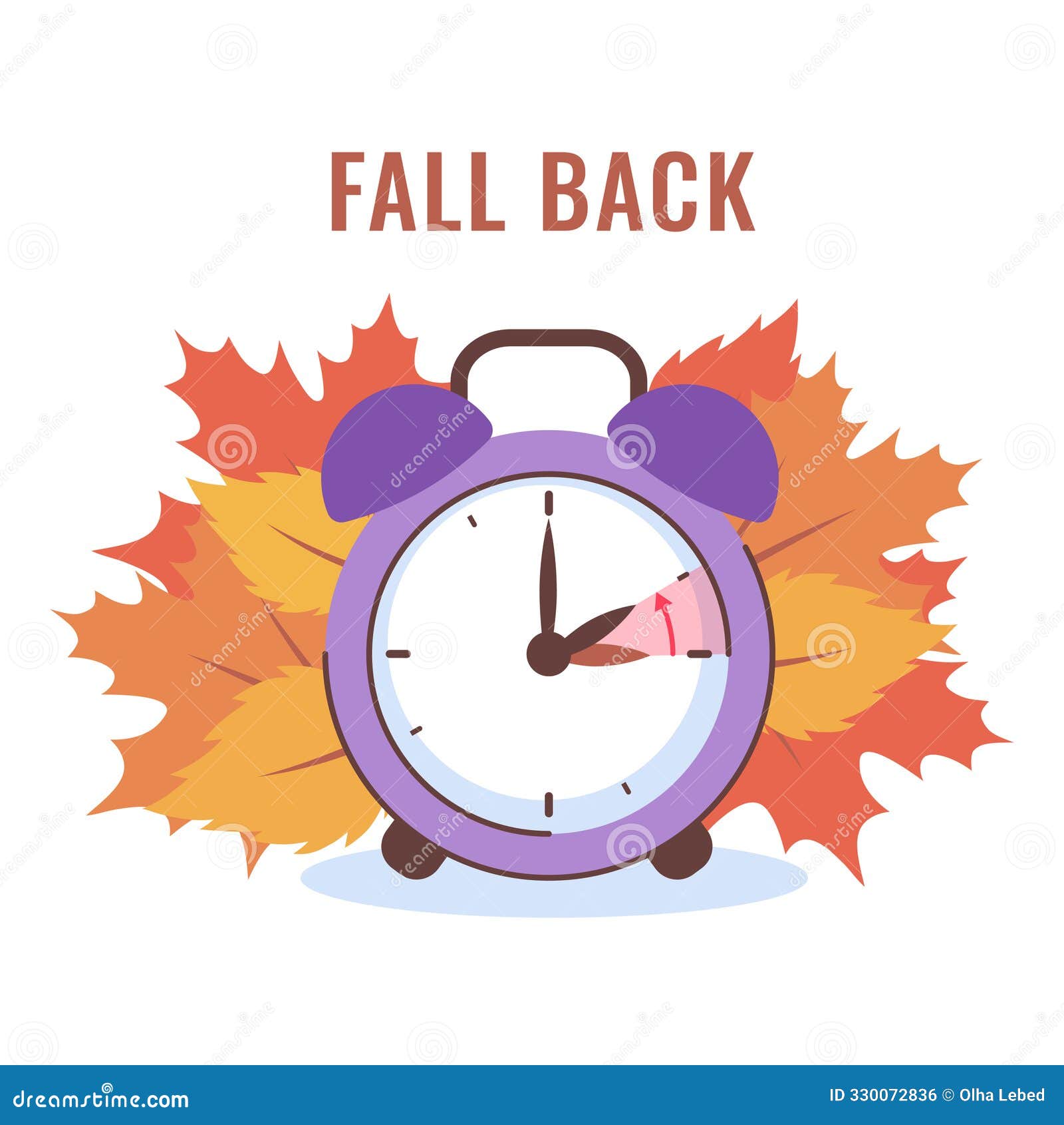 Switch To Winter Time. a Clock with Autumn Leaves Stock Vector ...