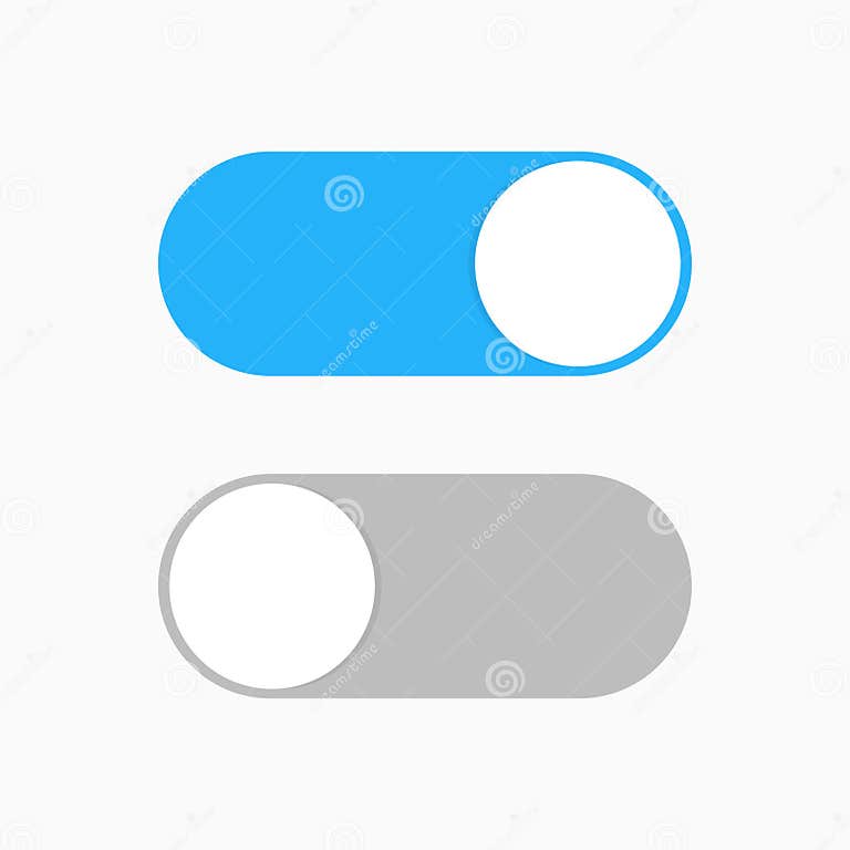 Switch Toggle Blue Grey Isolated Vector Element. User on and Off Button ...