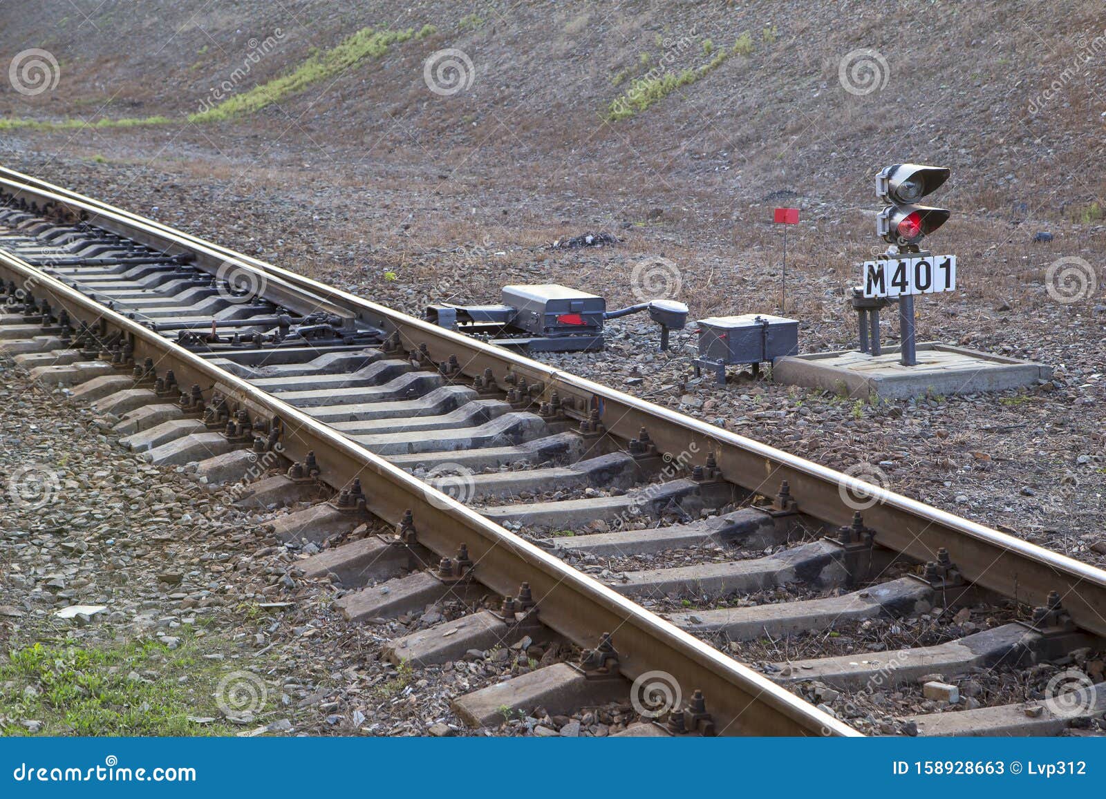 Switch with Traffic Lights on the Railway . Stock Image - Image of ...