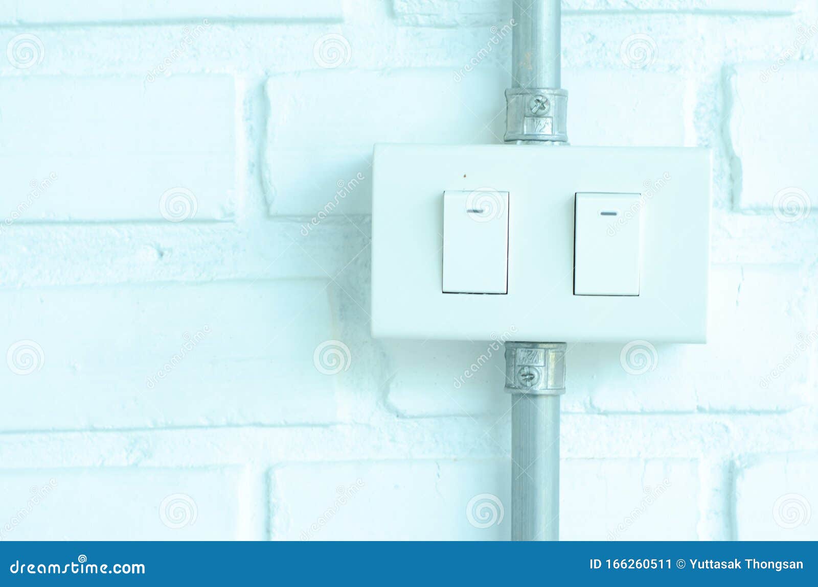 Switch on the White Brick Wall Stock Image - Image of pattern ...