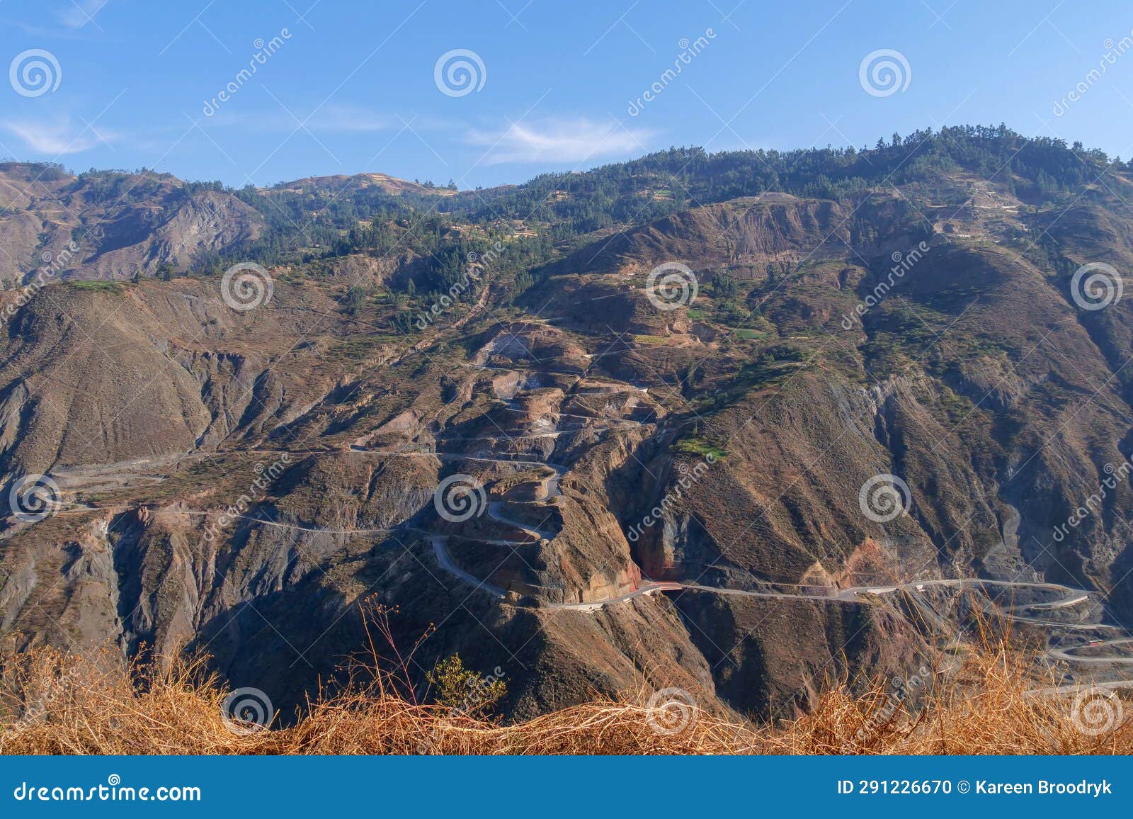 Switchback Road Climbing on Steep Mountain Pass in Side in Rural Peru ...