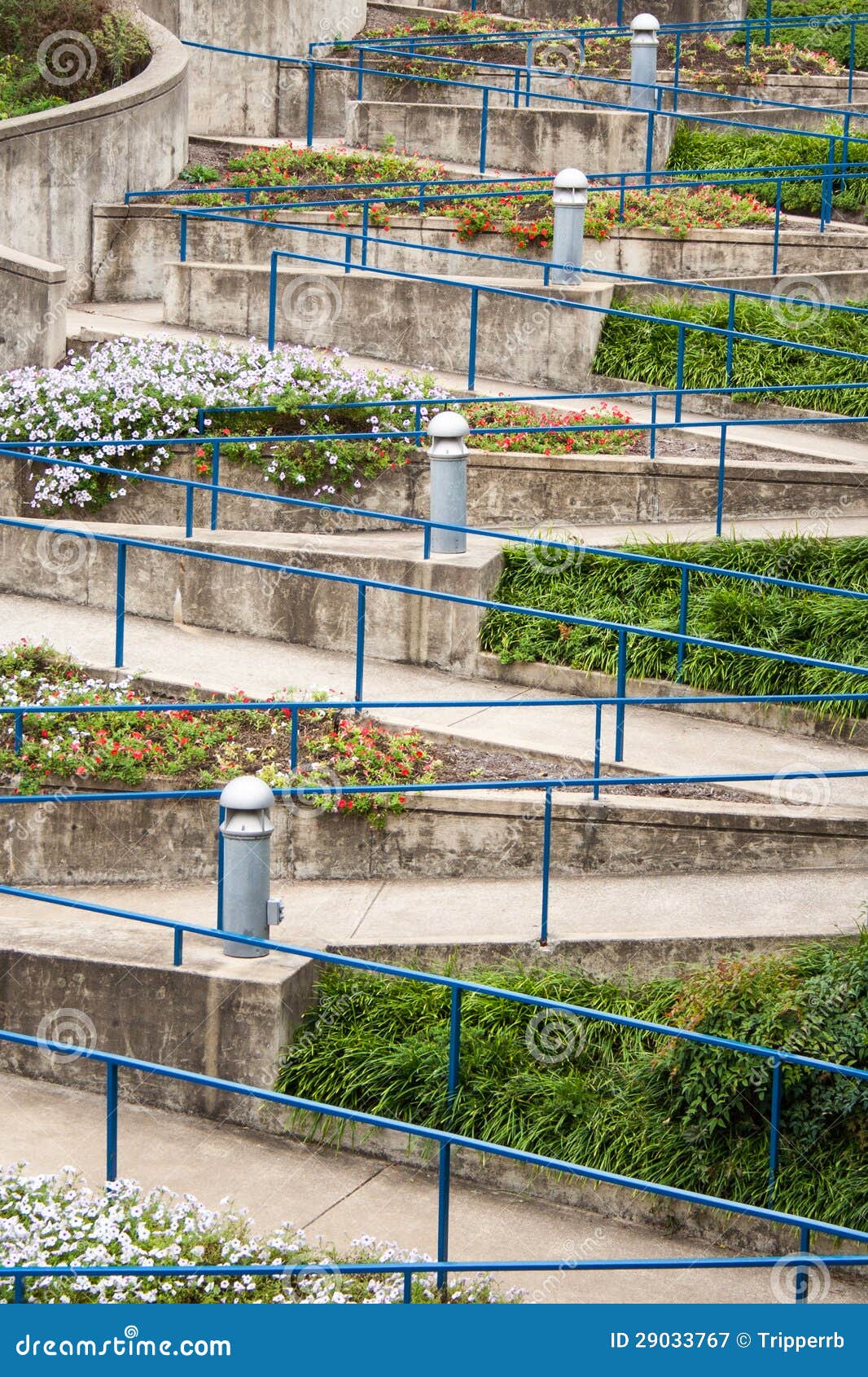 Switchback walkway stock image. Image of handrail, plants - 29033767