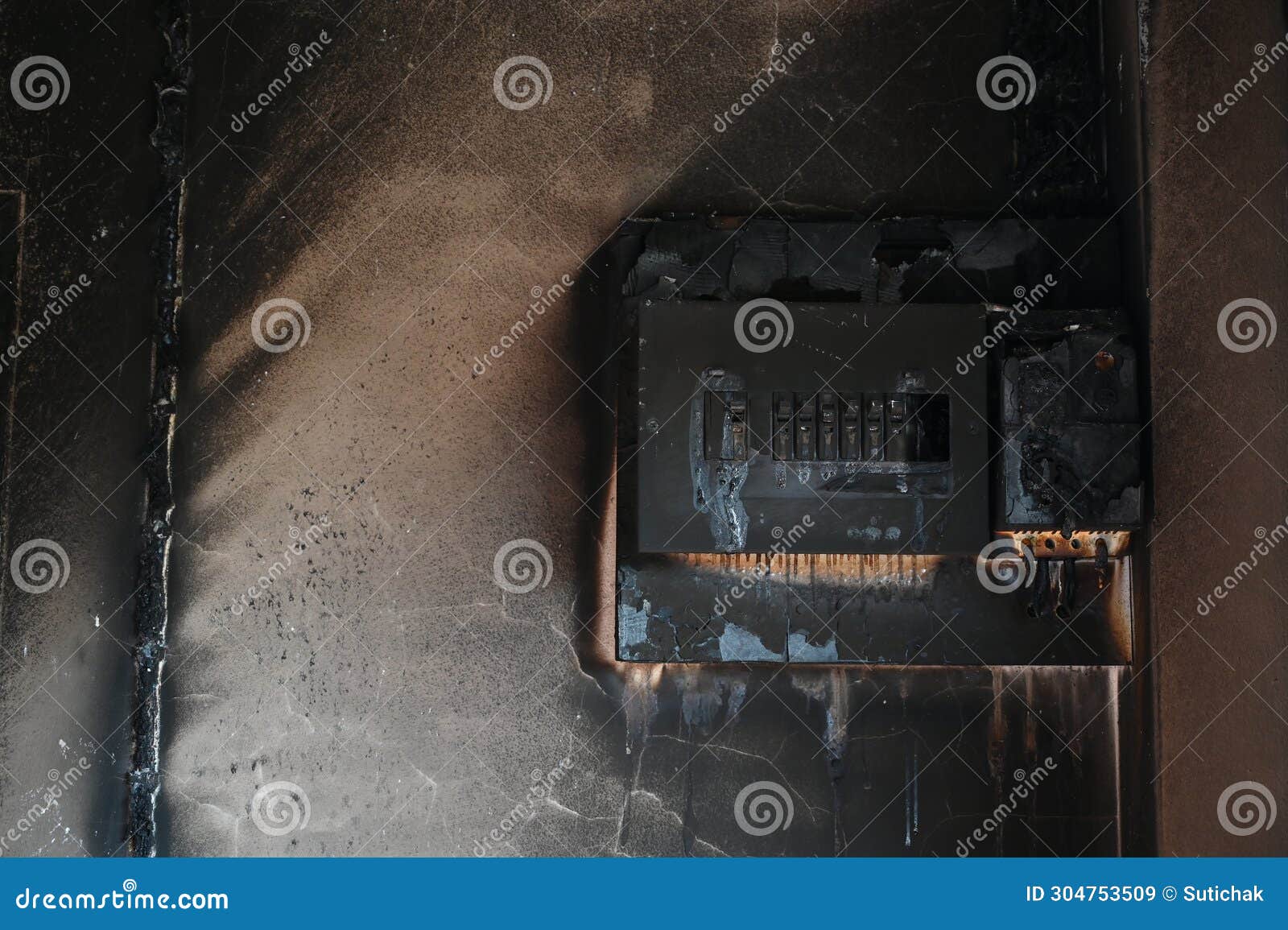 Switchboard Electricity Burn on Brick Wall Texture Background Stock ...