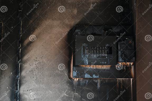Switchboard Electricity Burn on Brick Wall Texture Background Stock ...