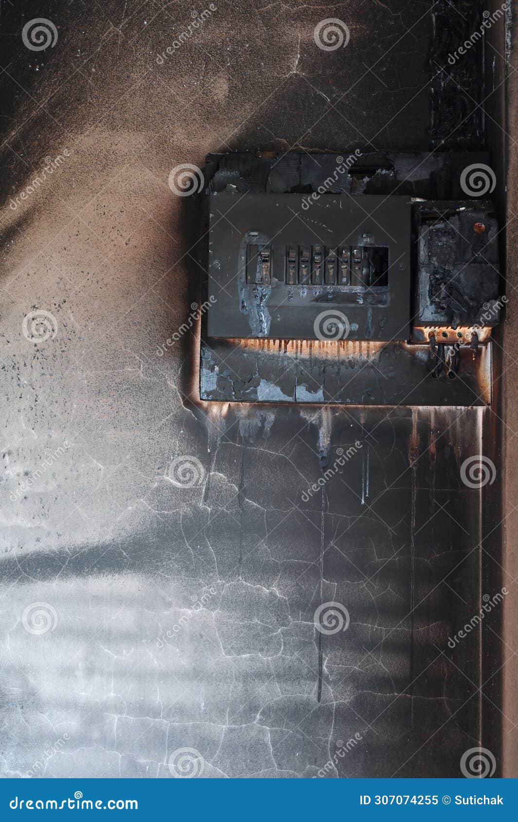Switchboard Electricity Burn on Brick Wall Texture Background Stock ...