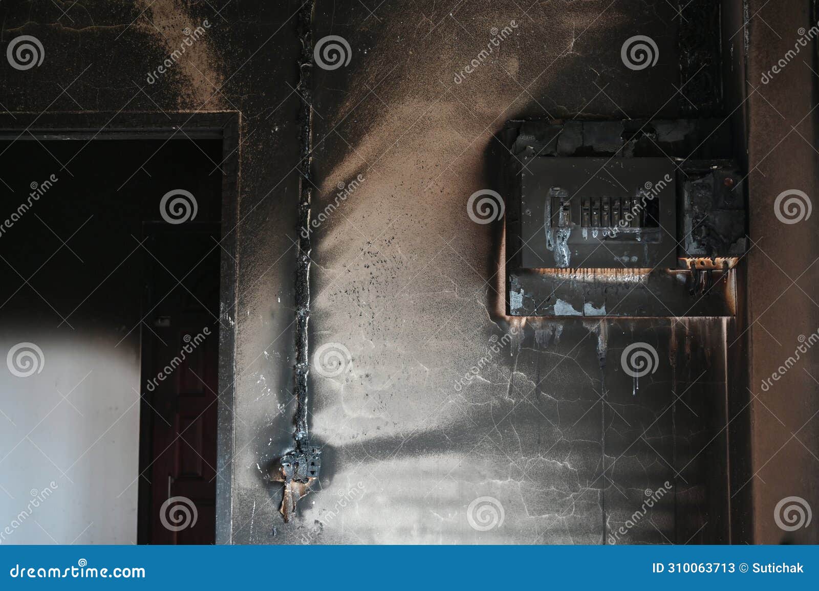 Switchboard Electricty Burn on Brick Wall Texture Background Stock ...