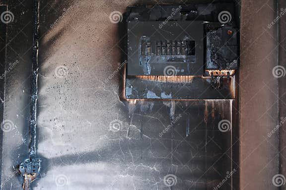 Switchboard Electricity Burn on Brick Wall Texture Background Stock ...