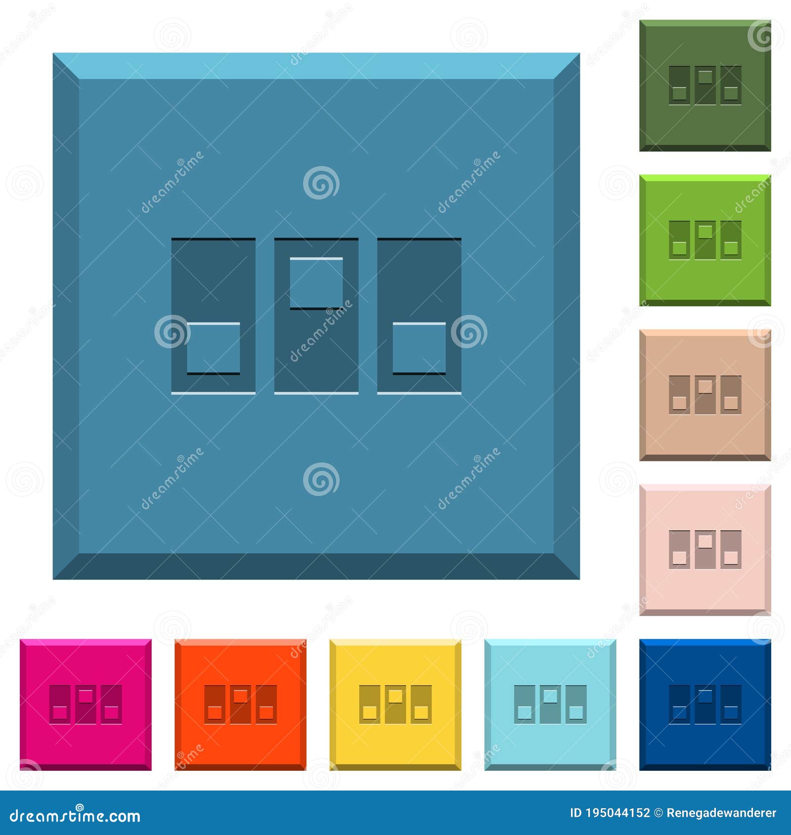 Switchboard Engraved Icons on Edged Square Buttons Stock Vector ...