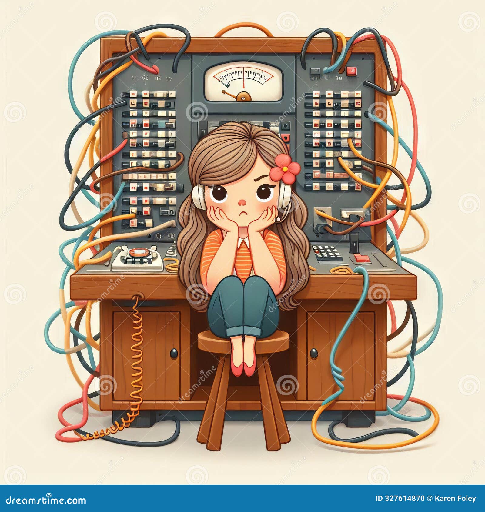 Switchboard Operator In Cables Stock Illustration | CartoonDealer.com ...