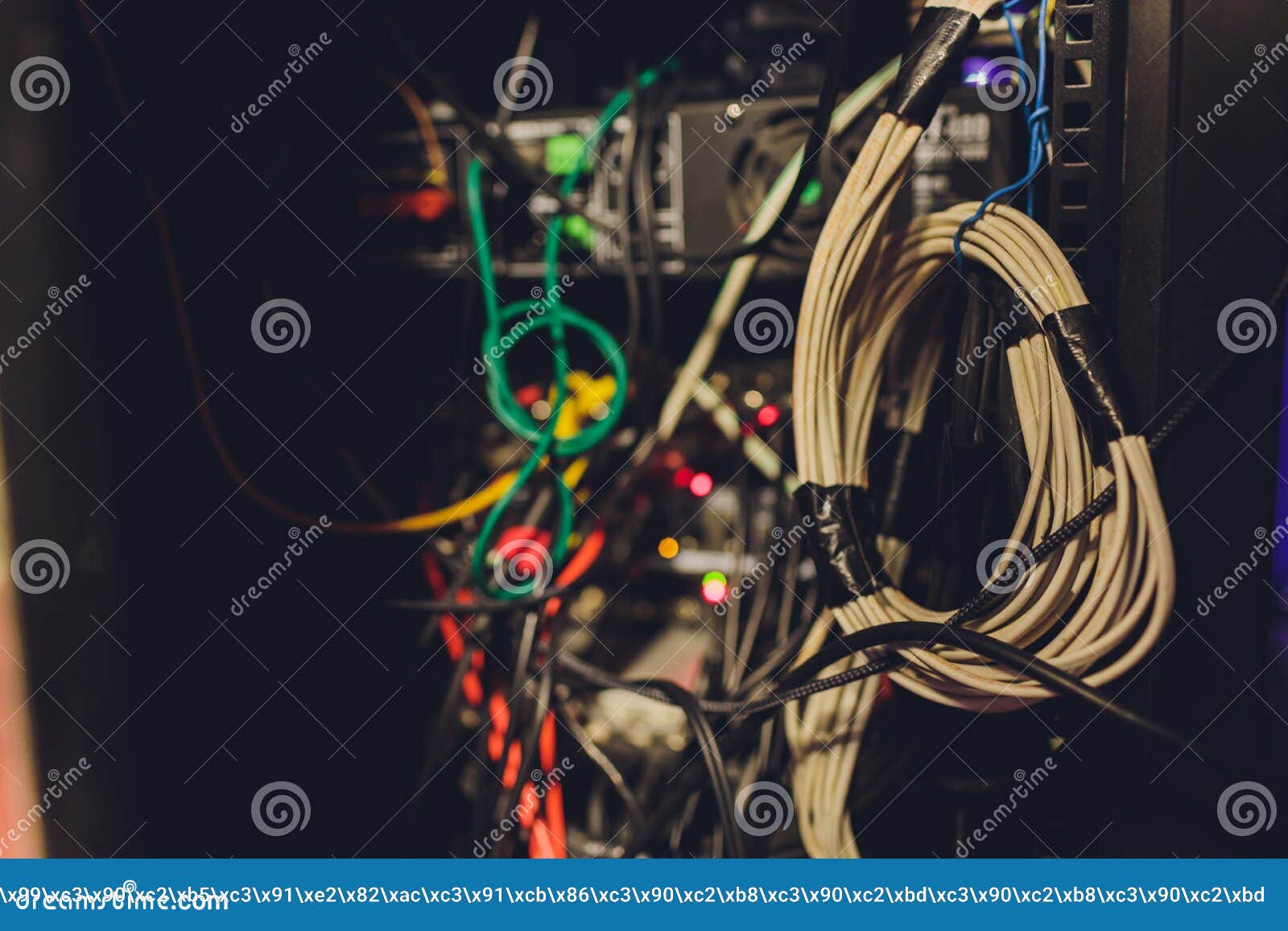 Switchboard Panel with Chaotic Mess Cables Connections, Chaos in Server ...