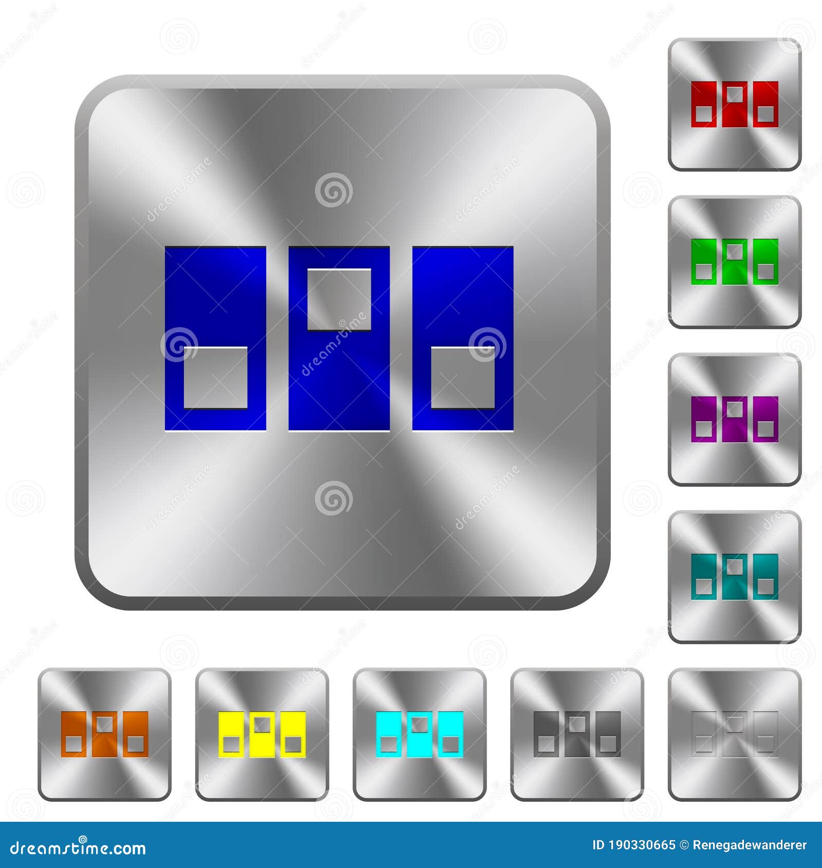 Switchboard Engraved Icons On Edged Square Buttons Vector Illustration ...