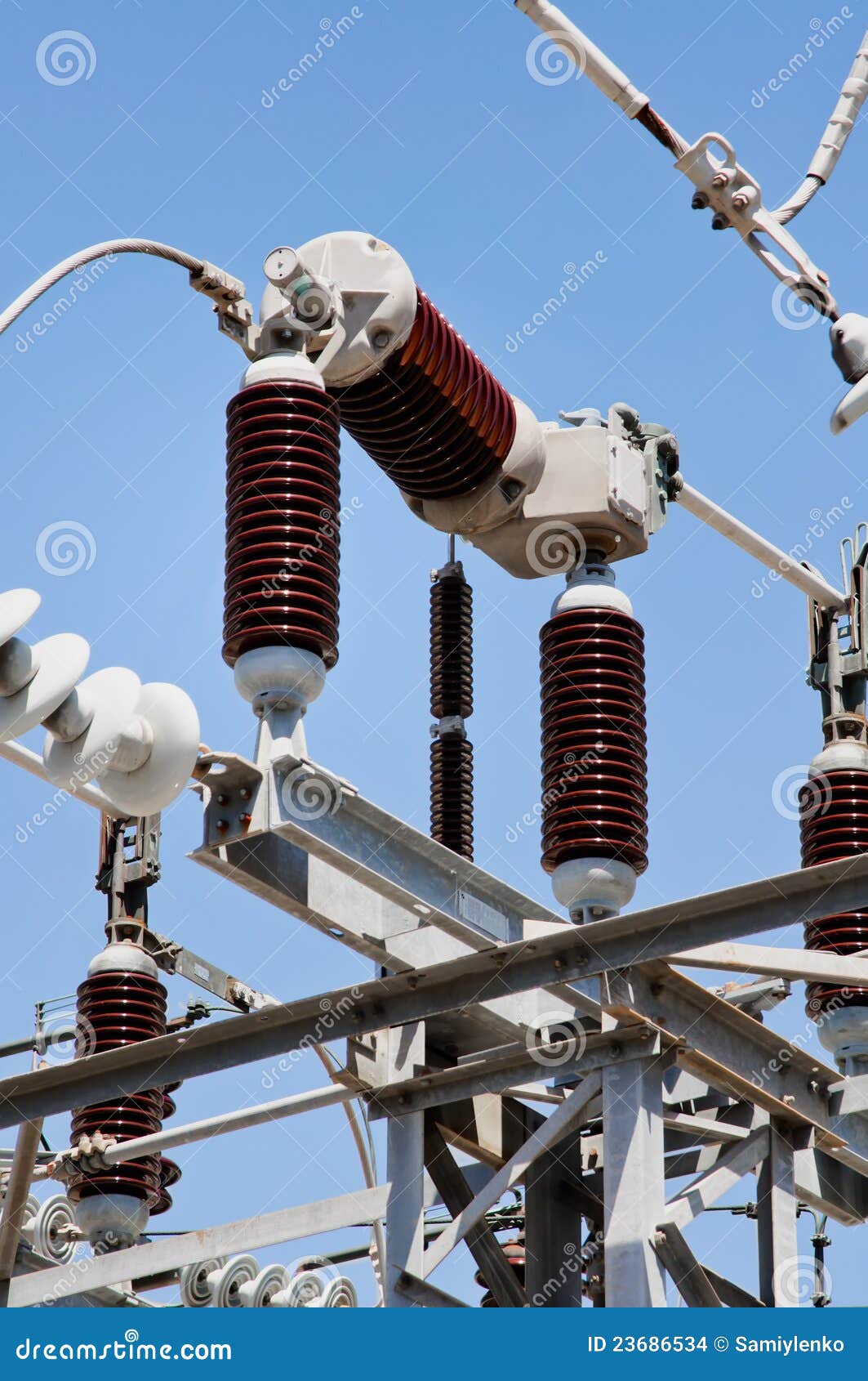 Switches and Disconnectors on Power Lines Stock Photo - Image of ...