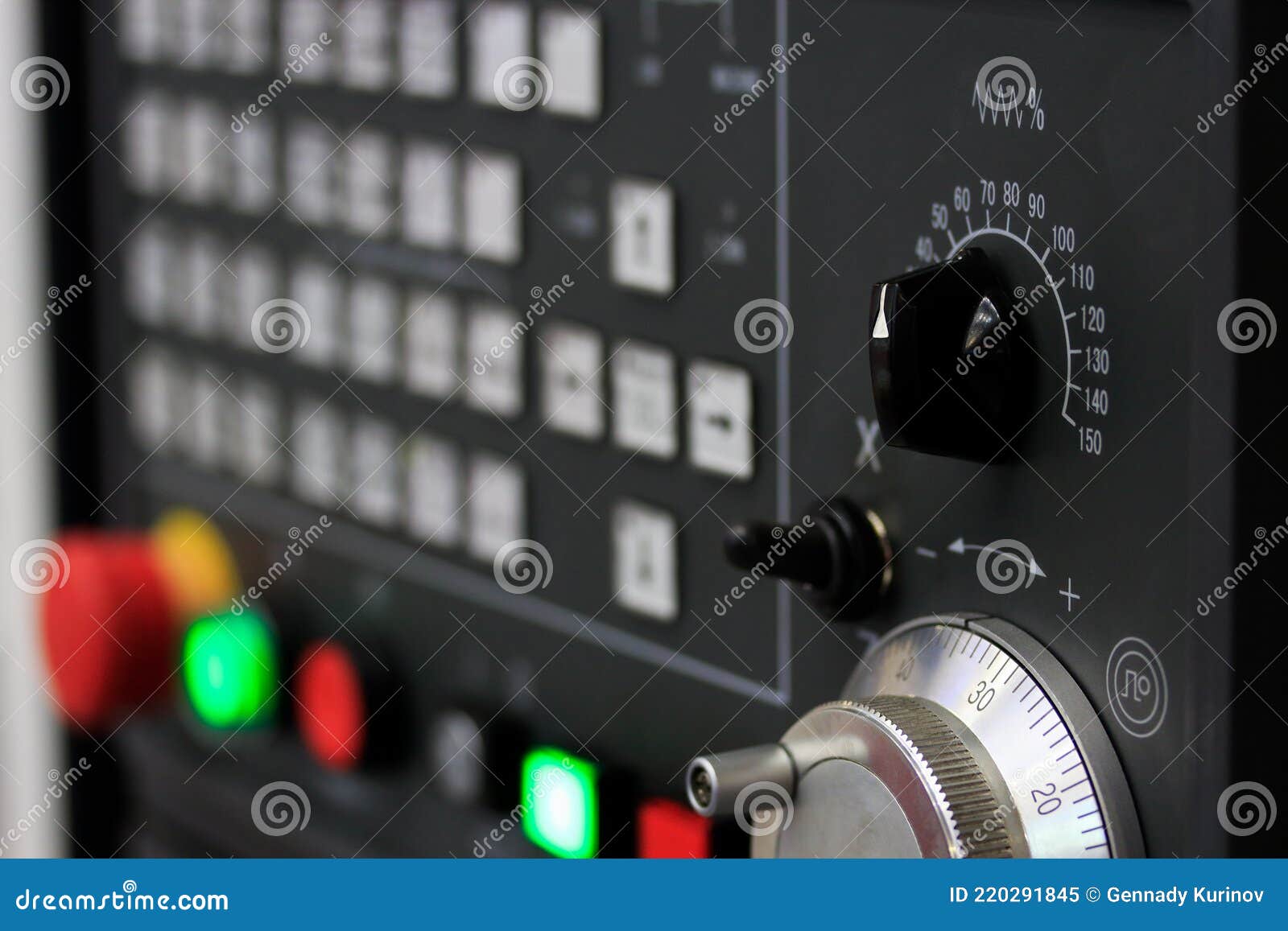 Switches and Rotary Wheel on CNC Control Panel Stock Image - Image of ...