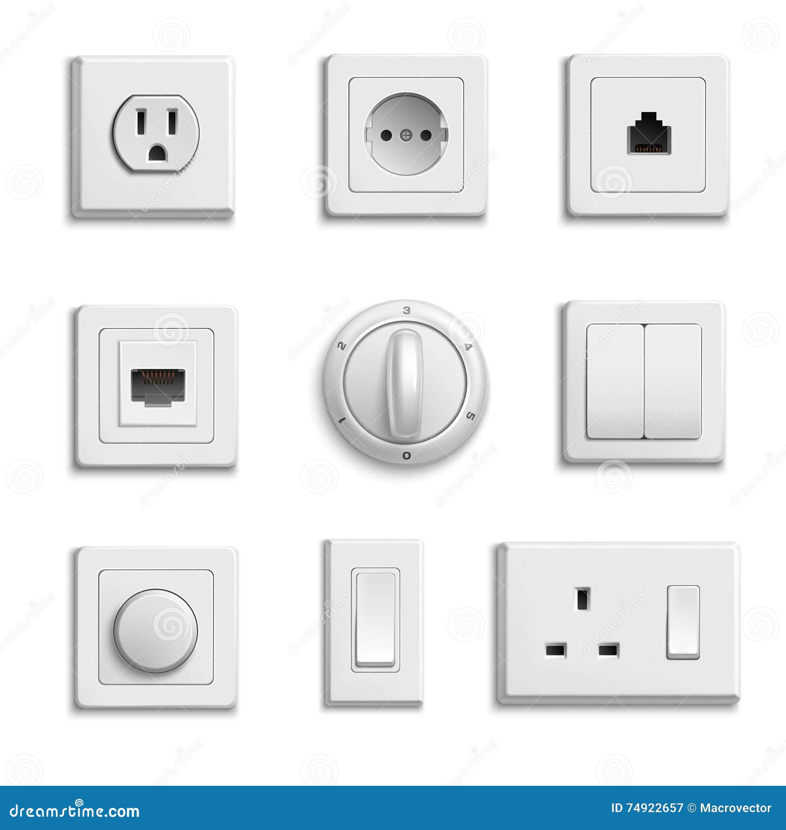 Switches Sockets Realistic Set Stock Vector - Illustration of energy ...