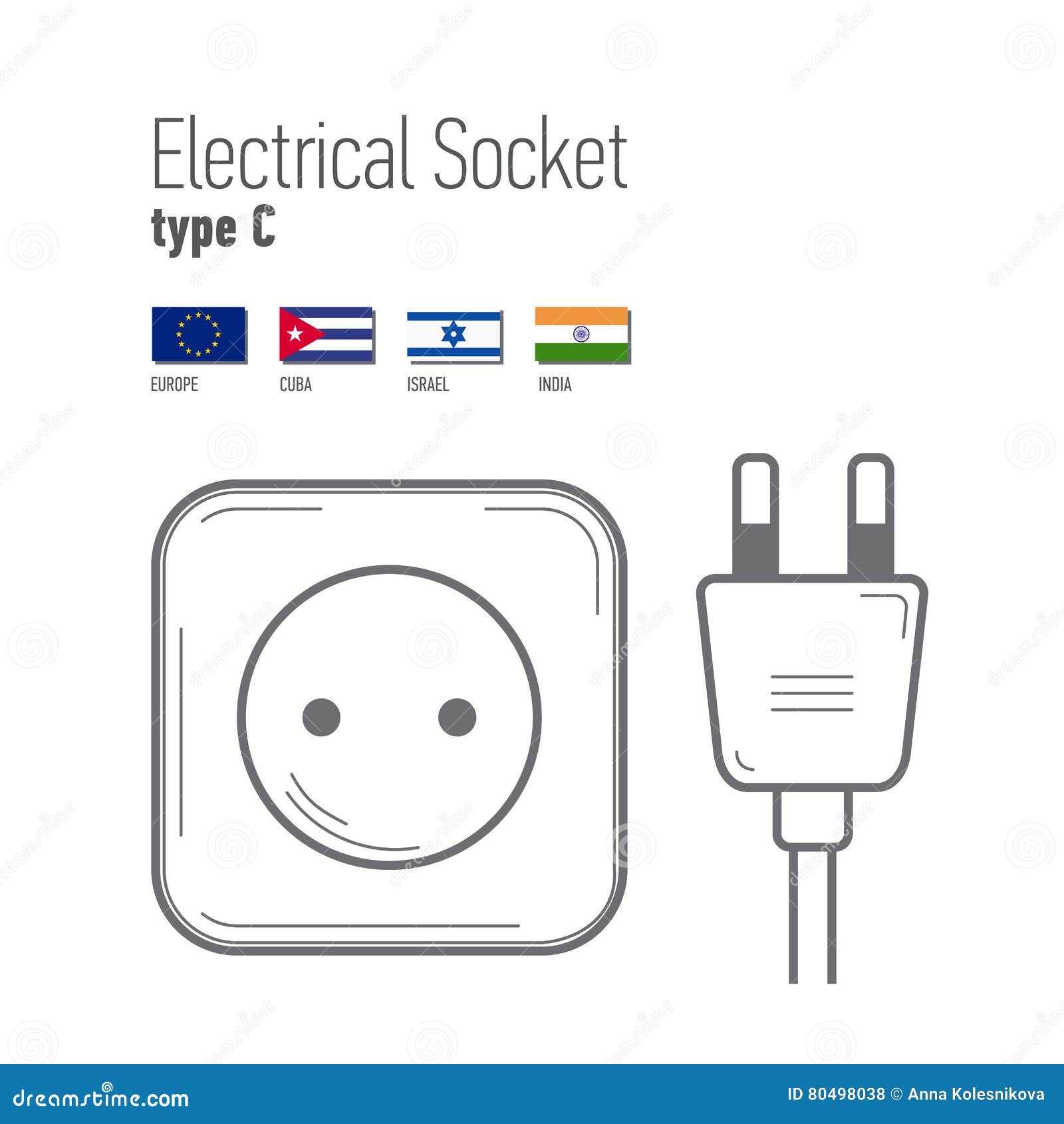 Set Of Type Switches And Sockets Icon. Various Electric Sockets Design ...