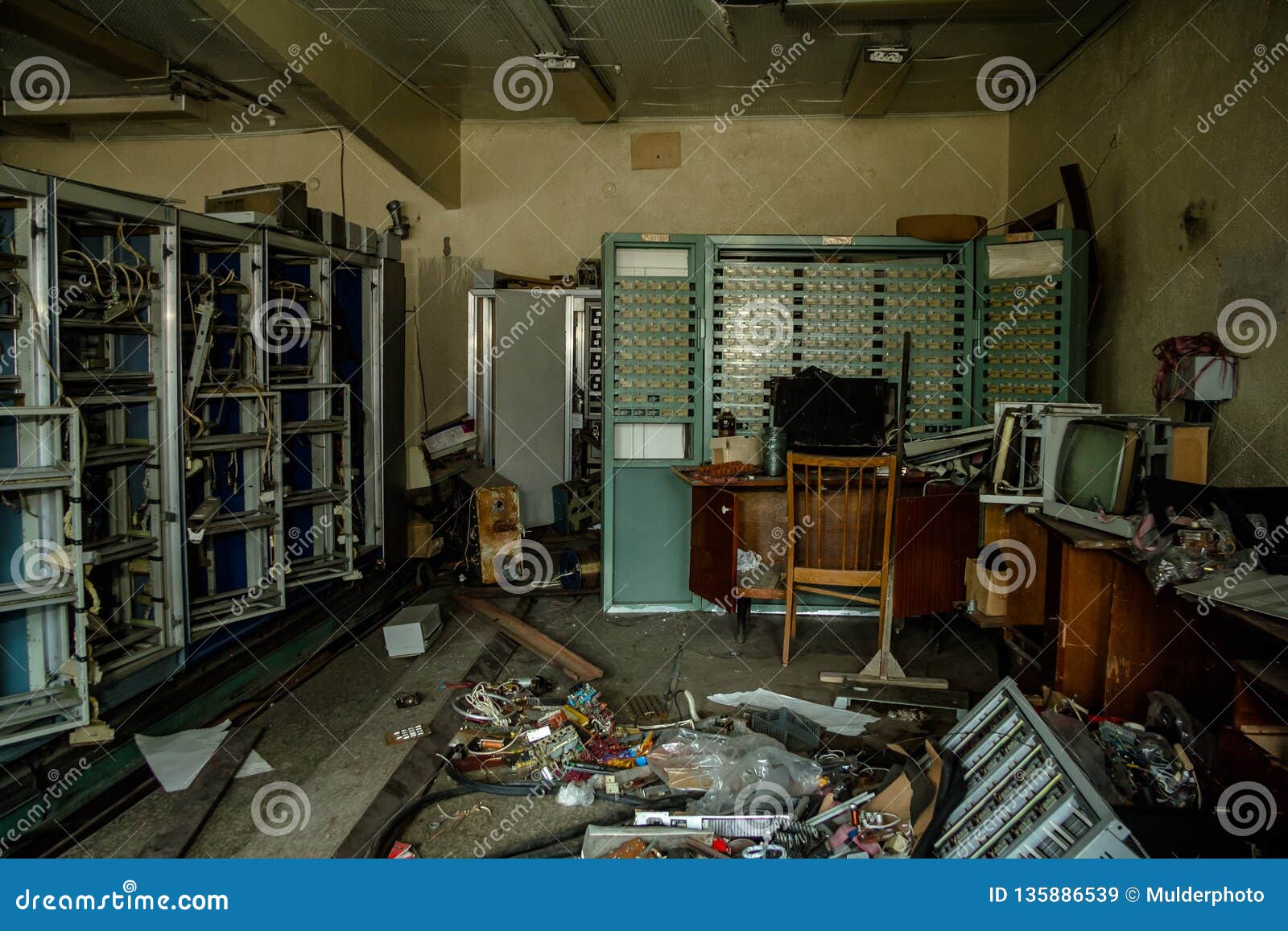 Switchgear Cabinets with Broken Hardware in Abandoned Factory Stock ...