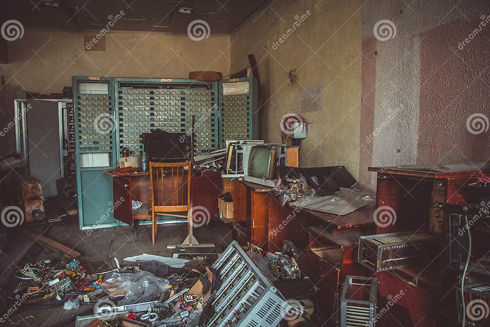 Switchgear Cabinets with Broken Hardware in Abandoned Factory Stock ...