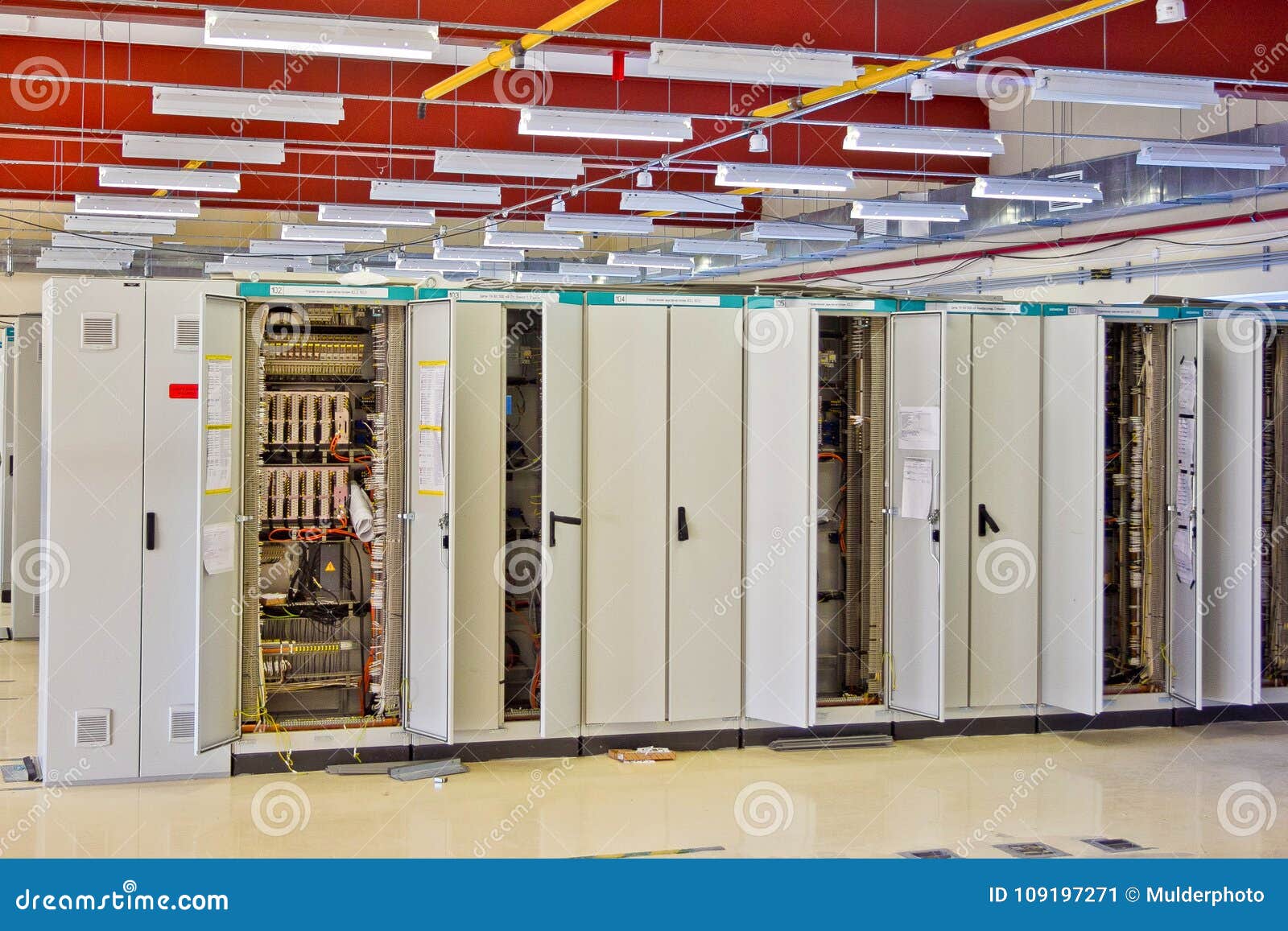 Switchgear Room with Cabinets with Network Hardware Stock Image - Image ...