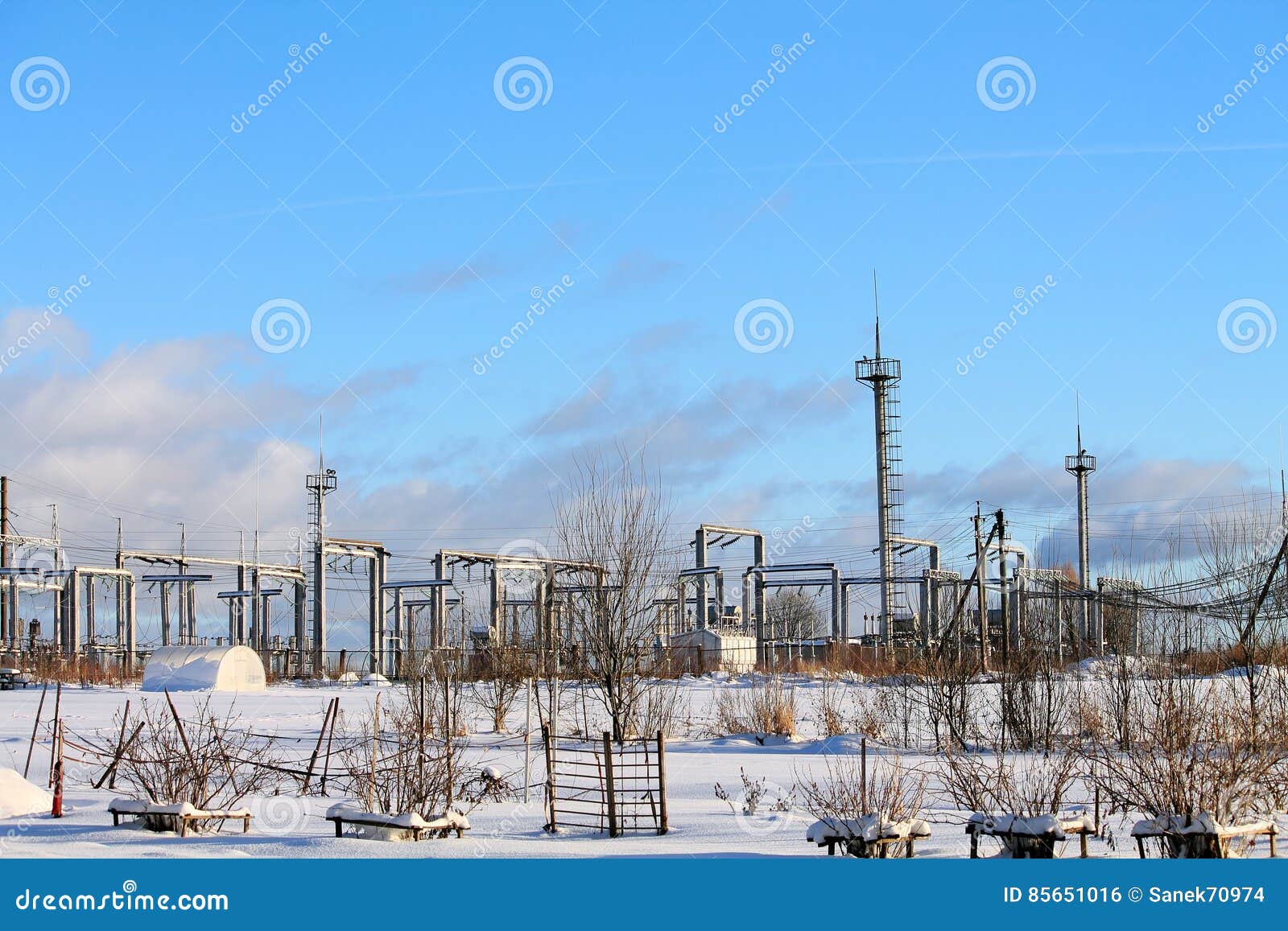 Switchgear station stock photo. Image of property, snow - 85651016