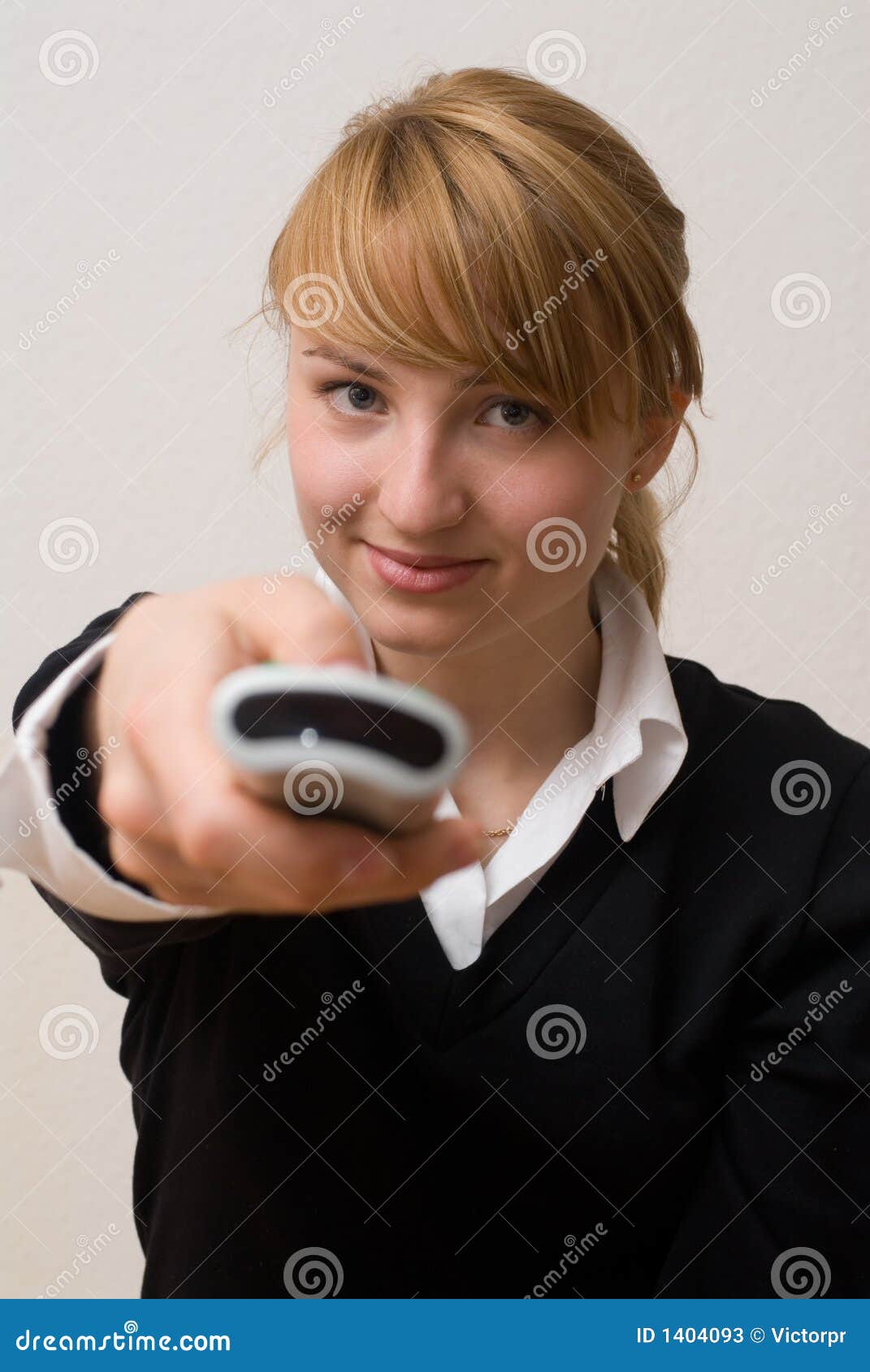 Switching the TV stock image. Image of lady, turn, black - 1404093