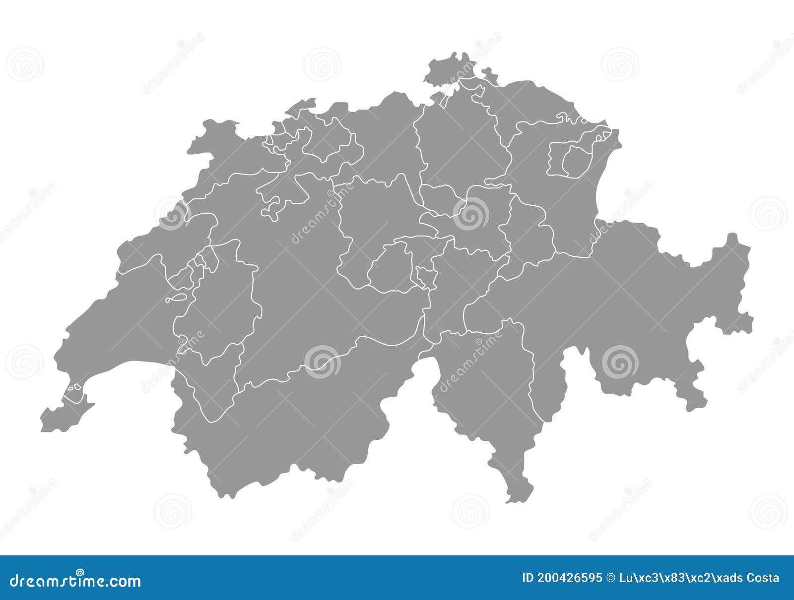Switzerland cantons map stock illustration. Illustration of geneva ...