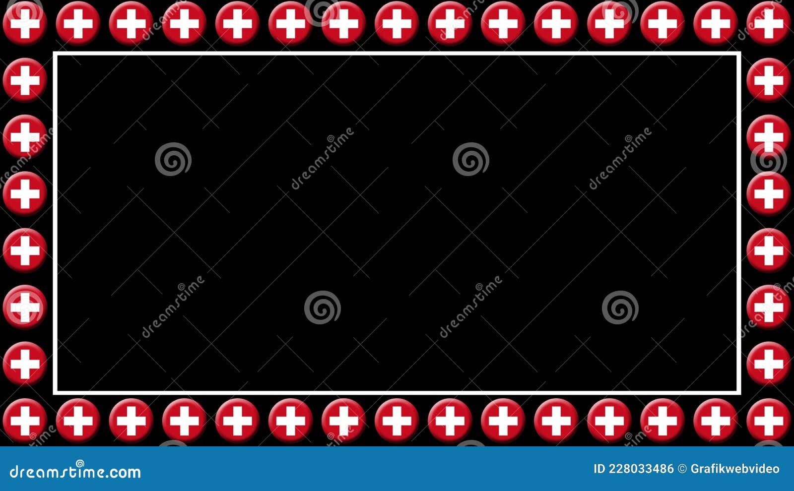Switzerland Circle Flags, Screen Border Frame, Black Background, 3D ...