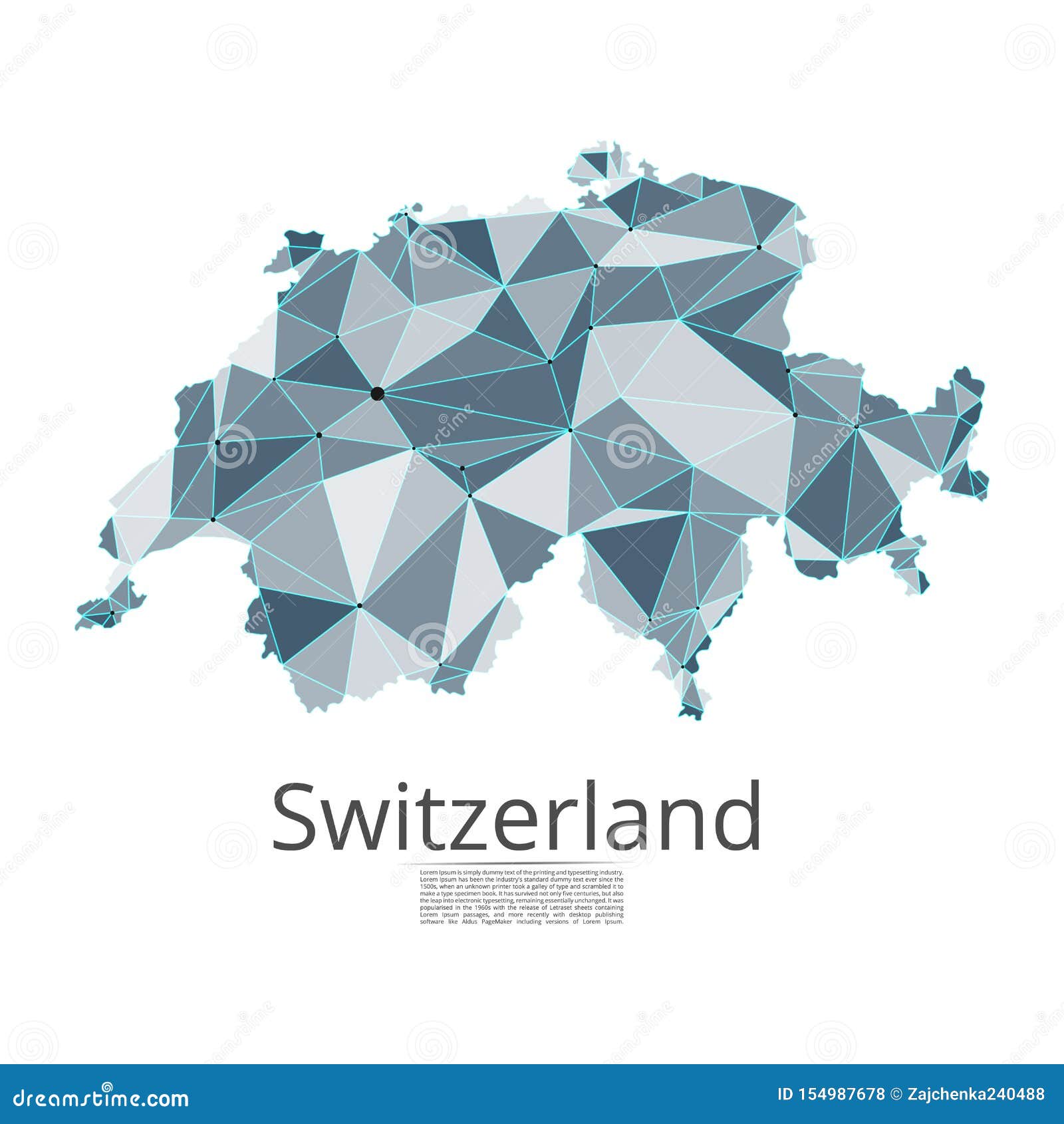 Switzerland Communication Network Map. Vector Low Poly Image of a ...