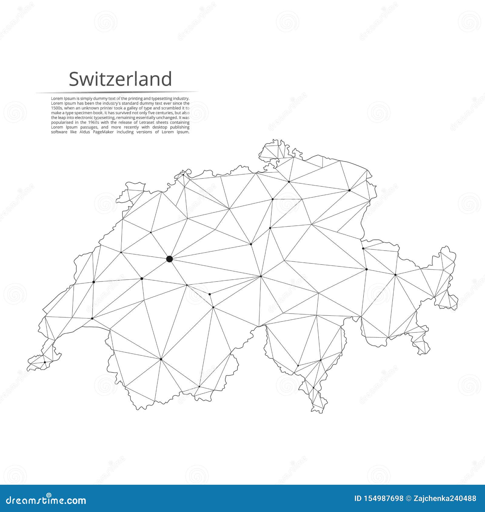 Switzerland Communication Network Map. Vector Low Poly Image of a ...