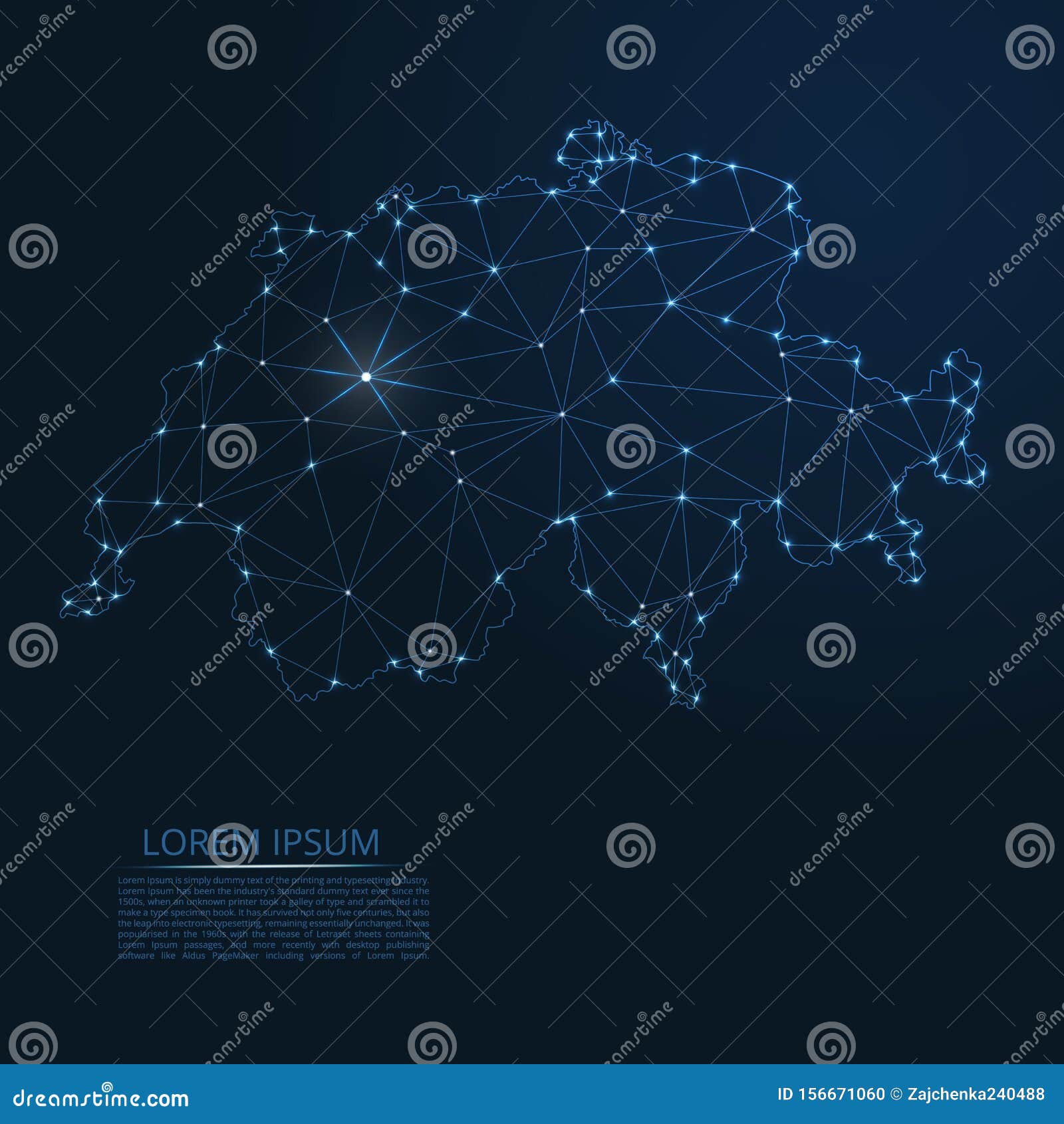 Switzerland Communication Network Map. Vector Low Poly Image of a ...