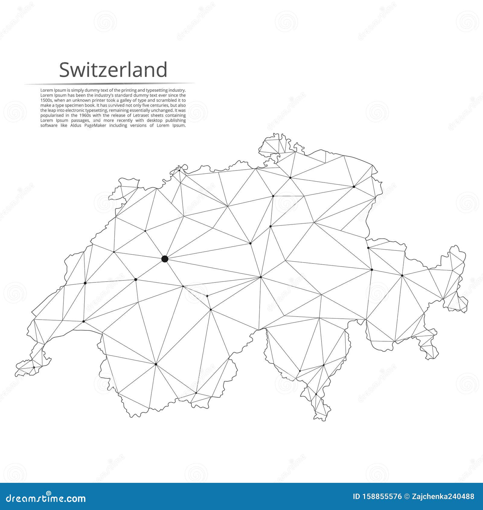 Switzerland Communication Network Map. Vector Low Poly Image of a ...