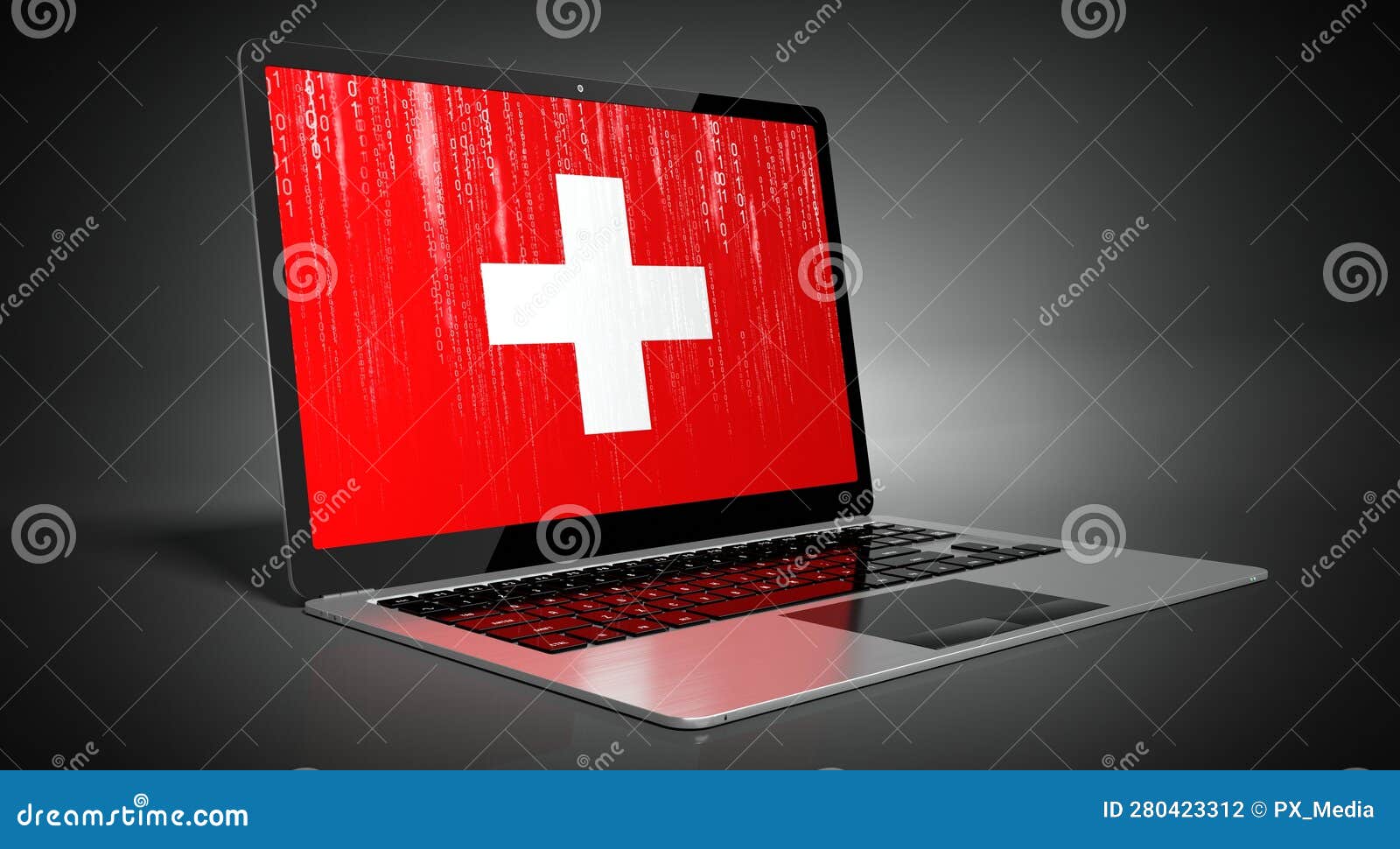 Switzerland - Country Flag and Binary Code on Laptop Screen Stock ...