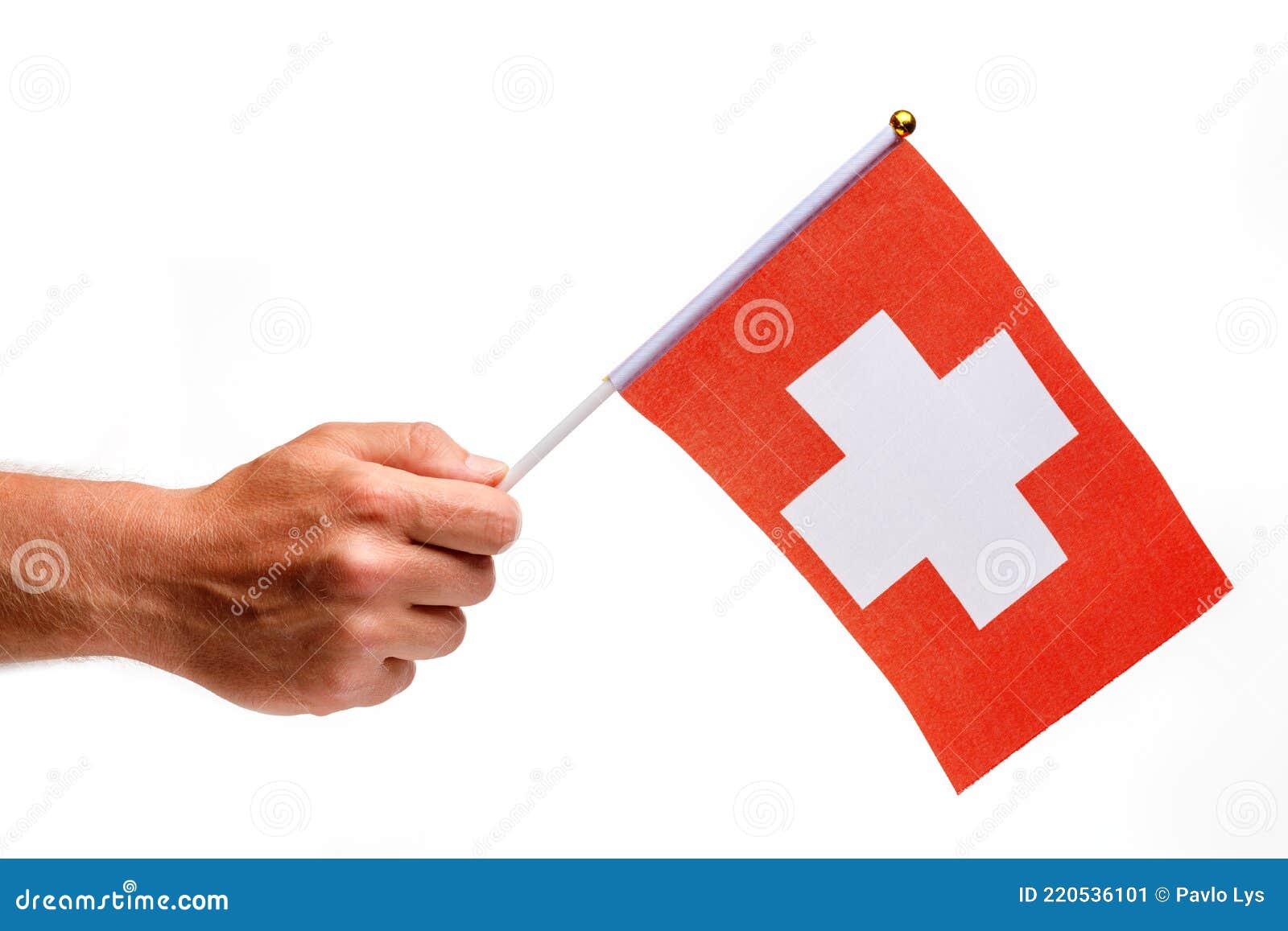 Switzerland Flag Small in Hand Isolate Stock Image - Image of national ...